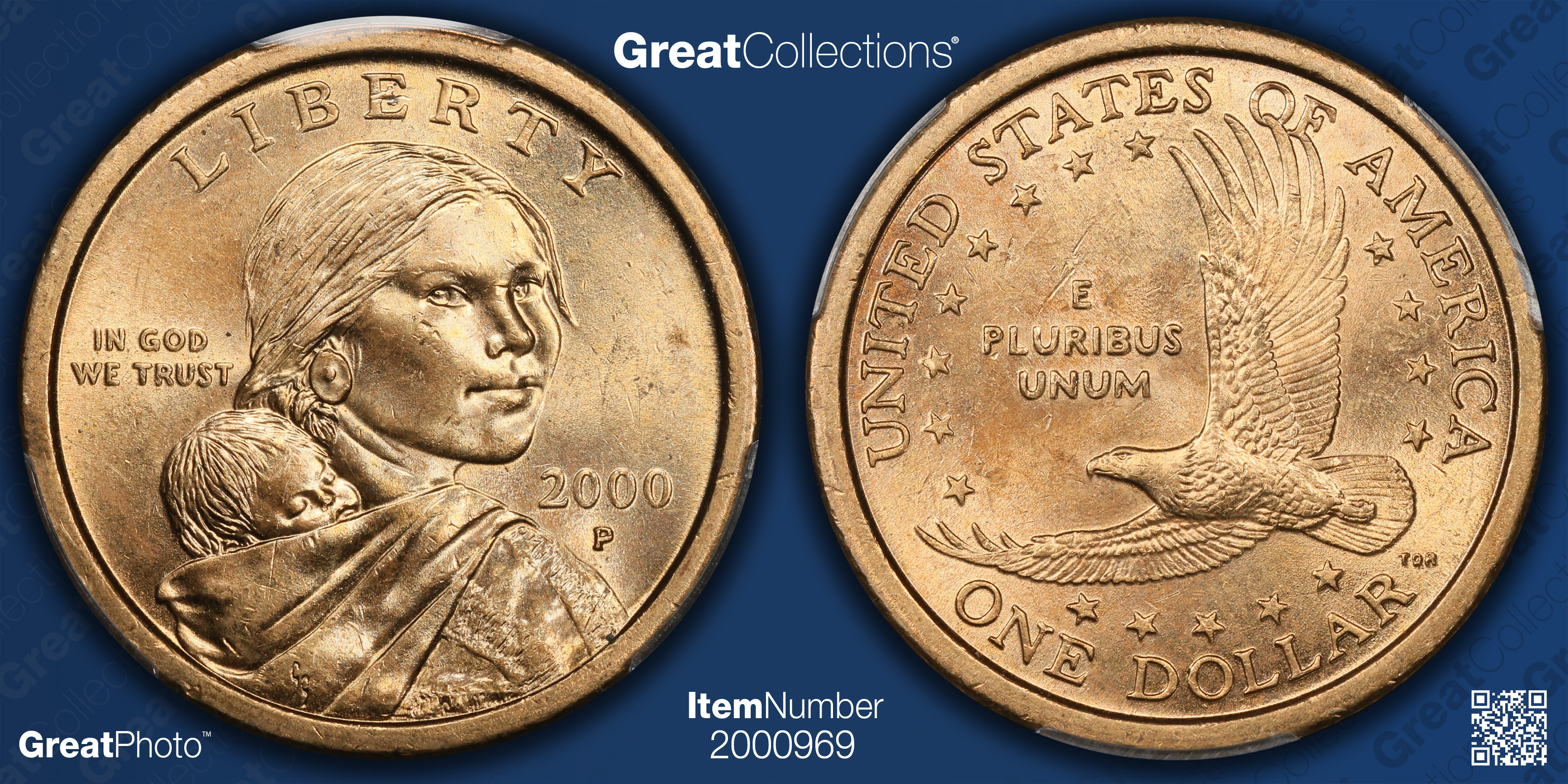 2000-P Sacagawea Dollar Wounded Eagle PCGS MS-64 (Item 2000969 ...