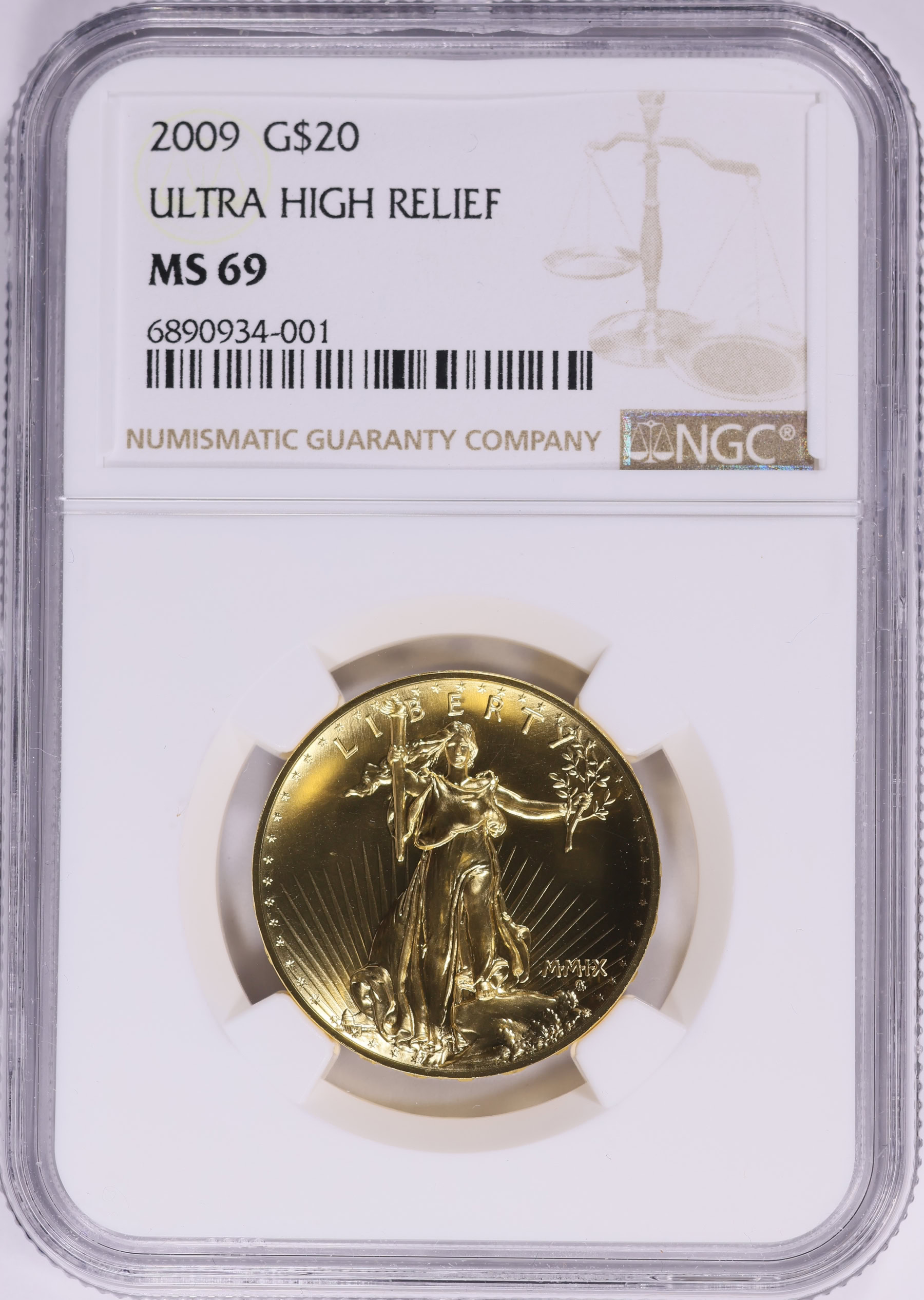 2009 MMIX Ultra High Relief $20 Gold NGC MS-69 (With Original ...