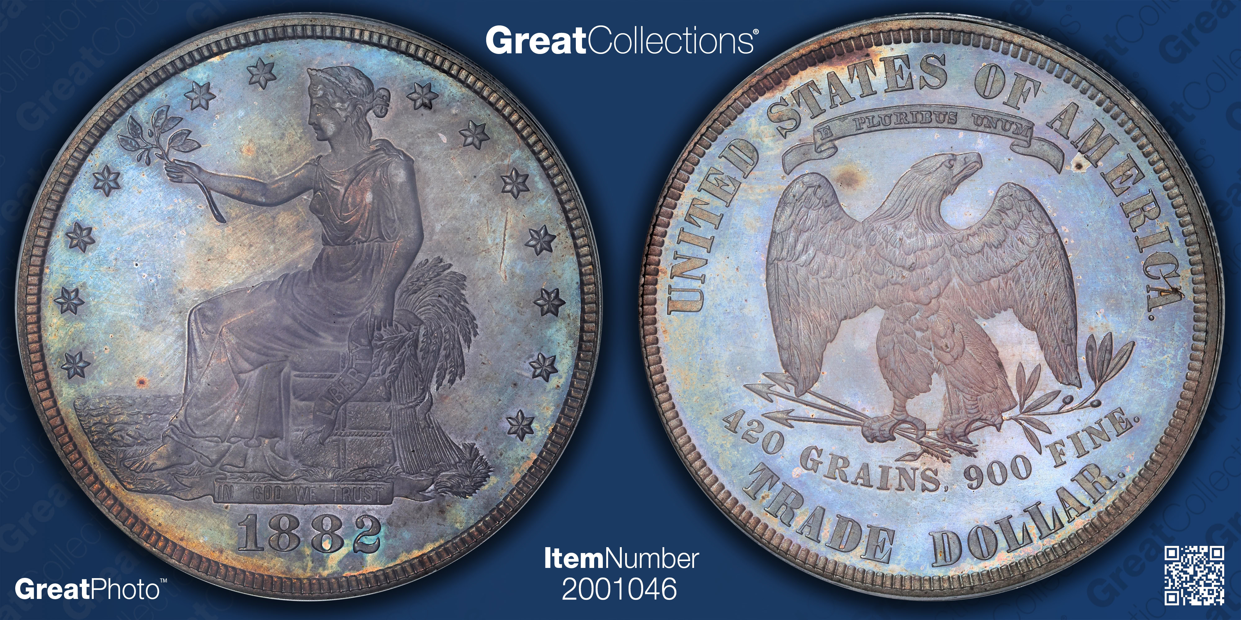 1882 Trade Silver Dollar PCGS Proof-65 OGH (Item 2001046 ...