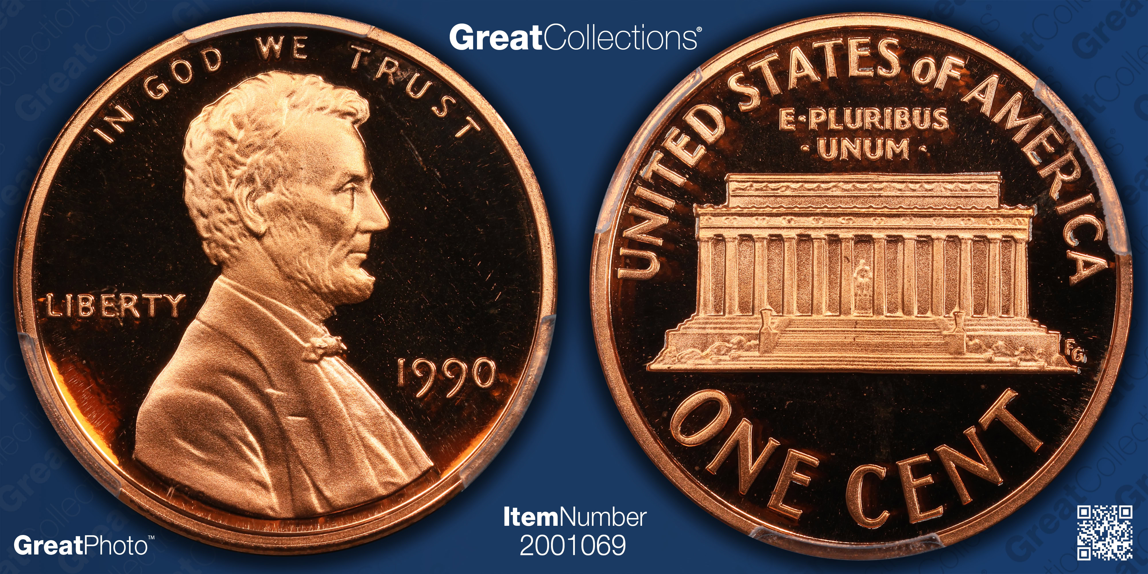 1990 Lincoln Cent No S PCGS Proof-69 RD DCAM (Item 2001069 ...