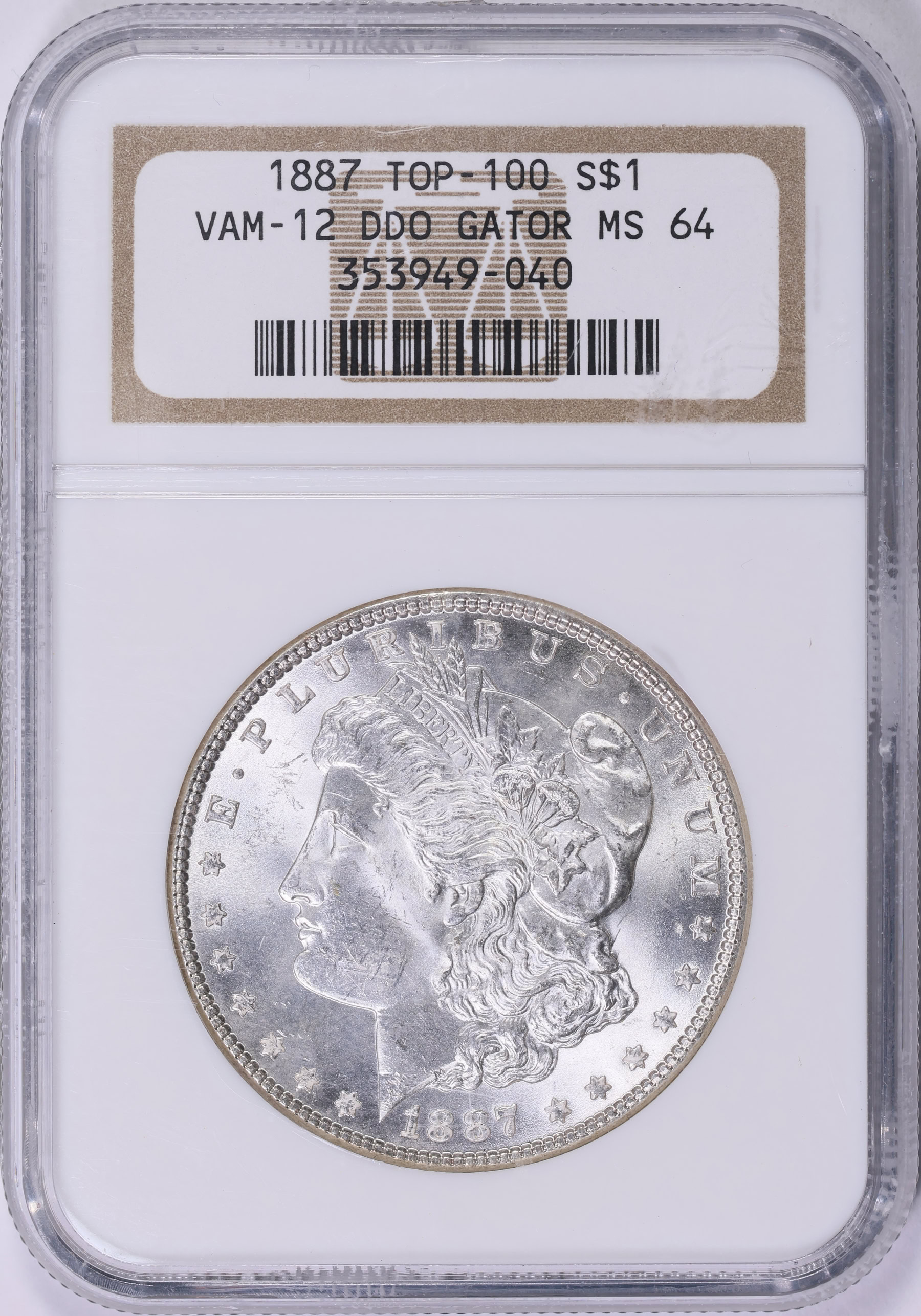 1887 Morgan Silver Dollar DDO Gator Eye VAM-12 *Top 100* NGC MS-64 ...