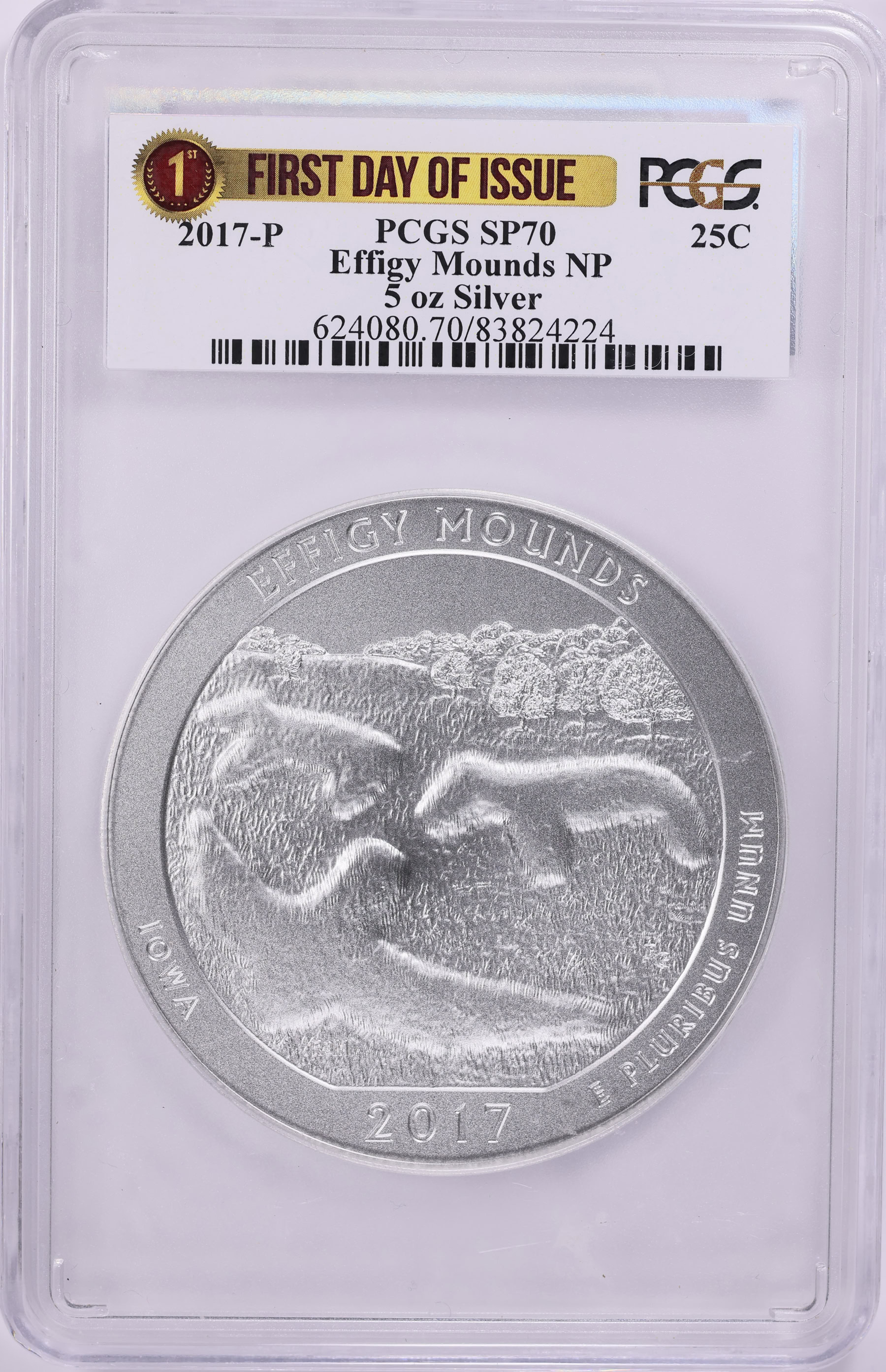 2017-P America the Beautiful 5 oz. Silver Quarter Effigy Mounds NP ...