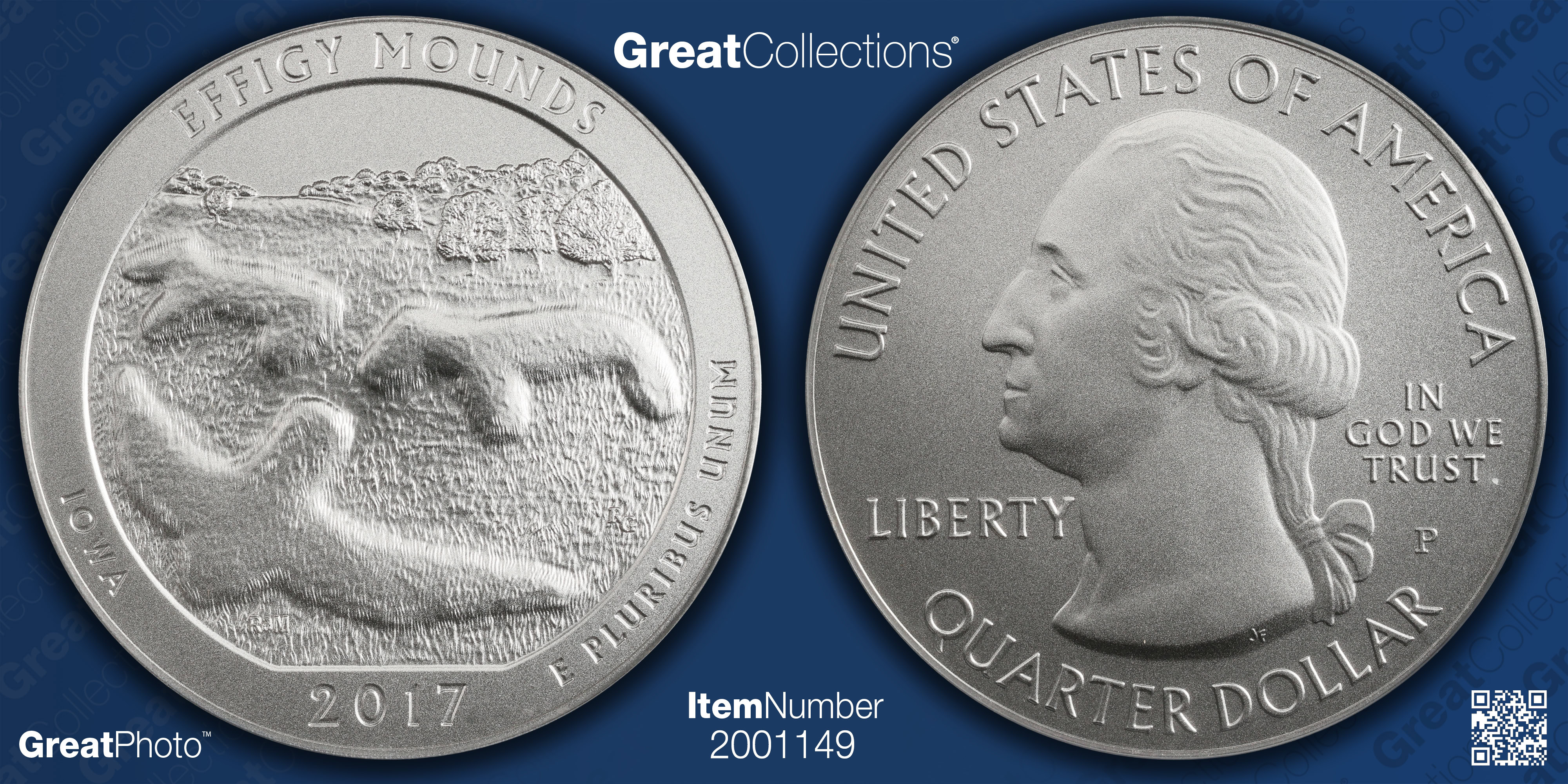 2017-P America the Beautiful 5 oz. Silver Quarter Effigy Mounds NP ...
