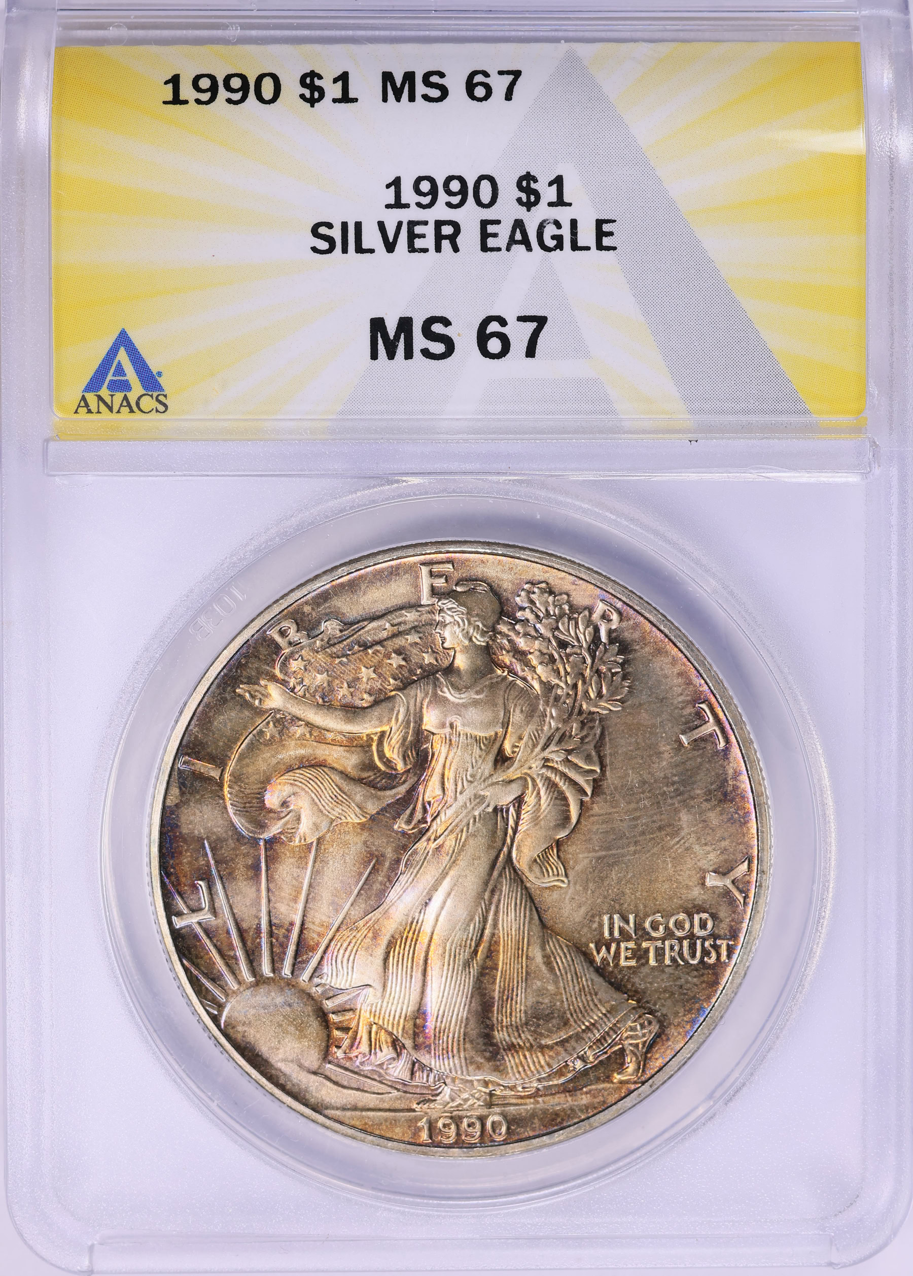 1990 $1 Silver Eagle ANACS MS-67 (Toned) (Item 2001198 ...