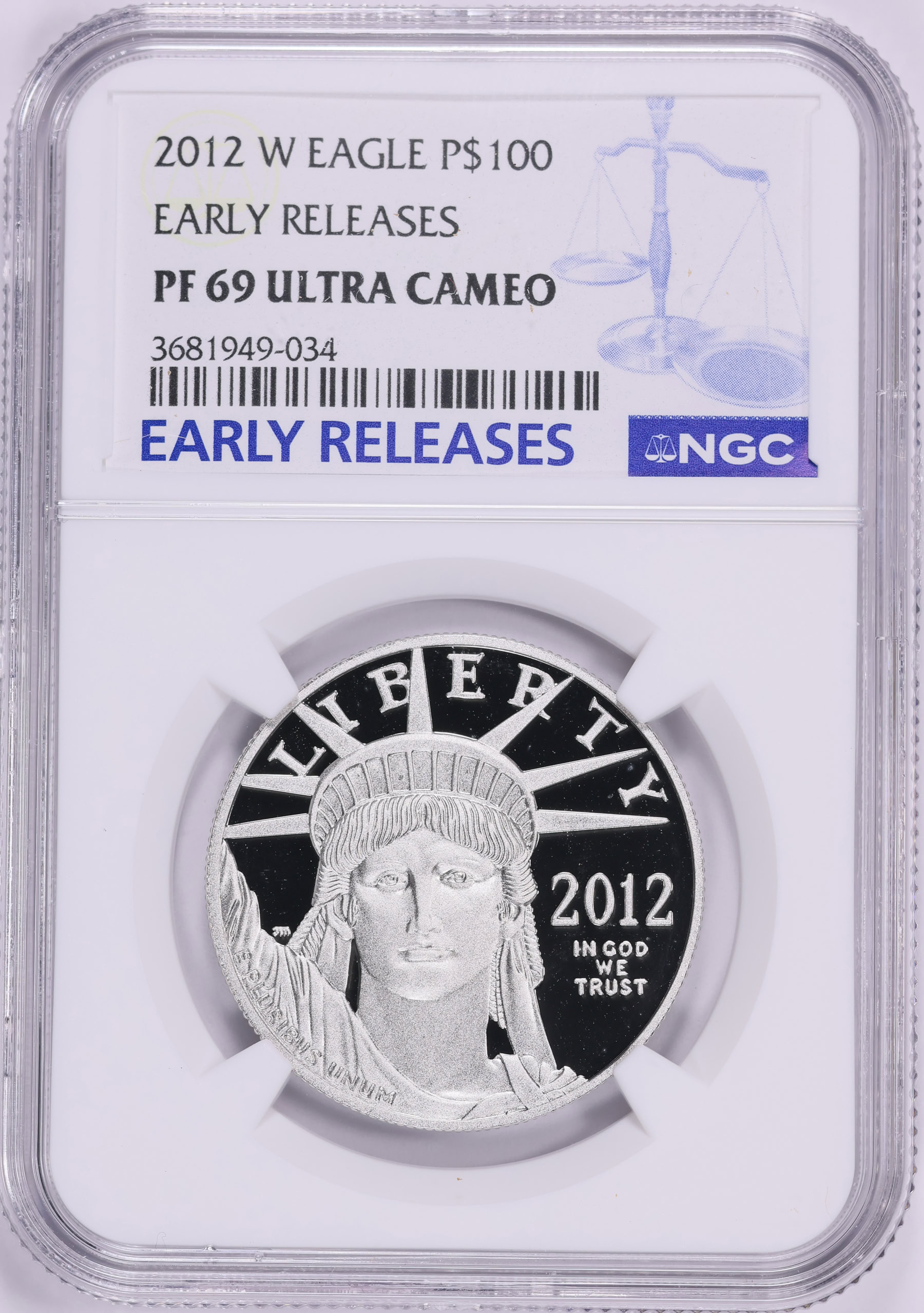 2012-W $100 One-Ounce Platinum American Eagle Early Releases NGC Proof ...