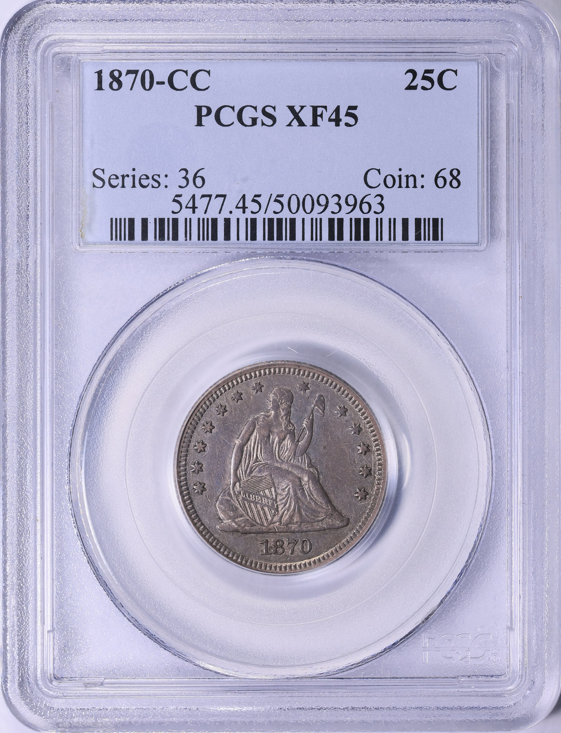 1870-CC Seated Liberty Quarter PCGS XF-45 (Item 2001257 ...