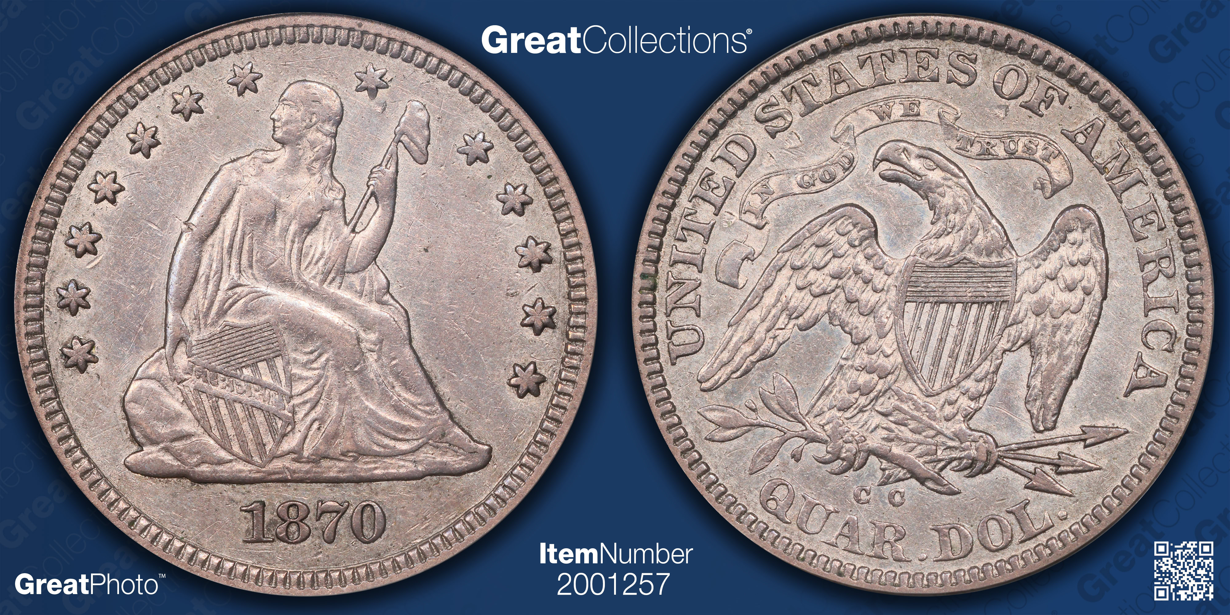 1870-CC Seated Liberty Quarter PCGS XF-45 (Item 2001257 ...