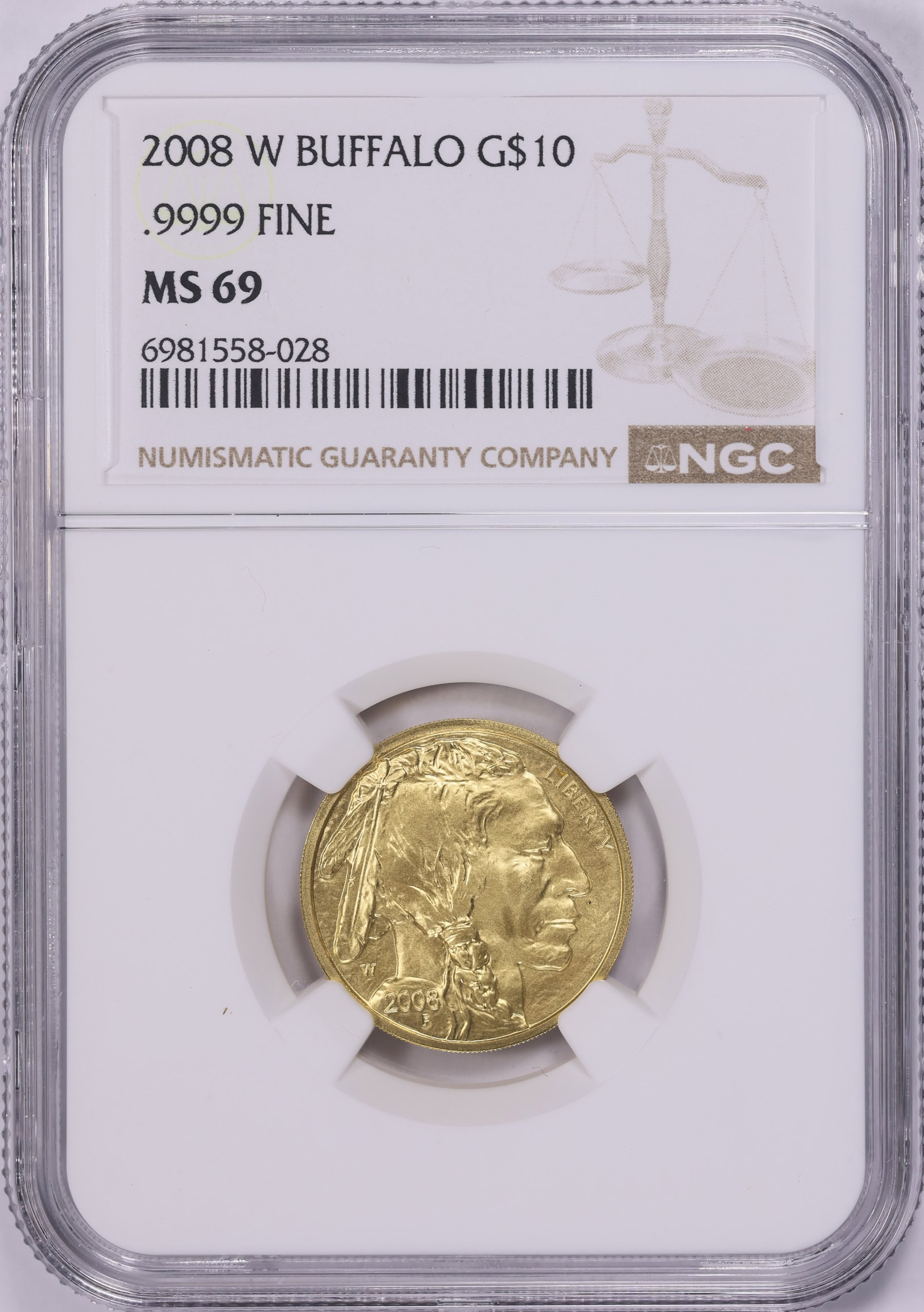 2008-W $10 Quarter-Ounce Gold American Buffalo Burnished NGC MS-69 ...