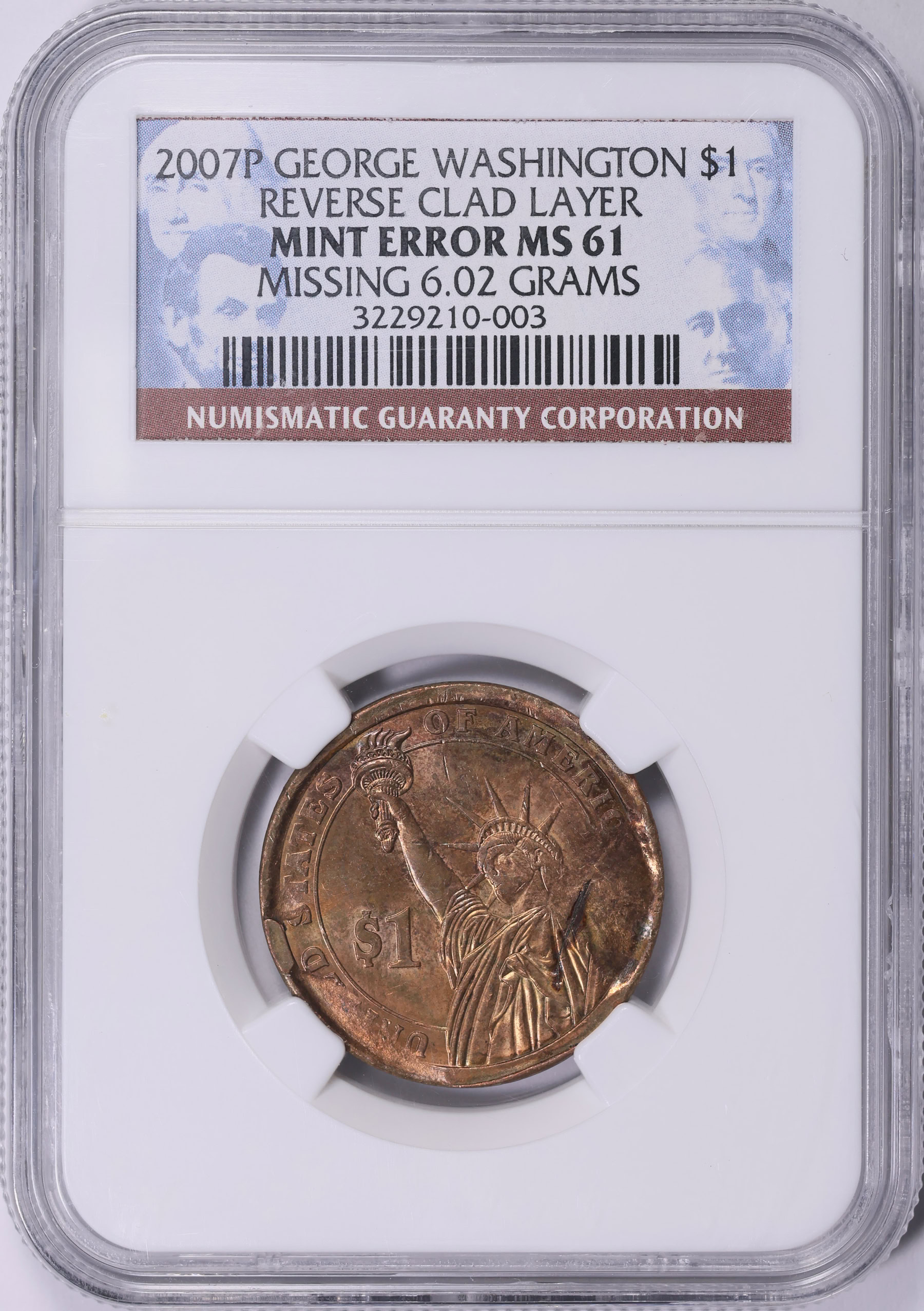 Mint Error 2007-P Presidential Dollar George Washington Reverse Clad ...