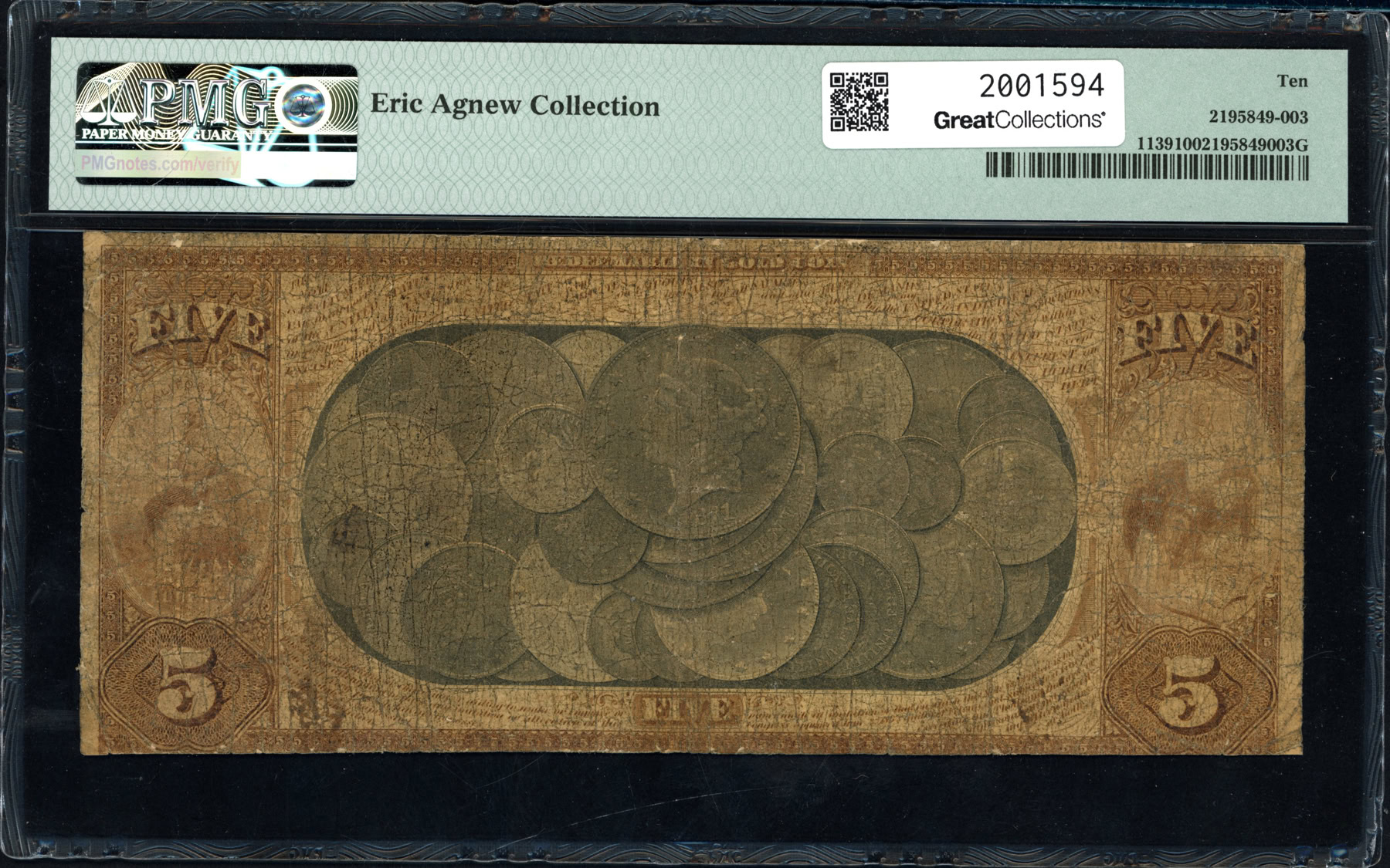 Fr. 1139 Santa Barbara, California 1873 $5 Note First National Gold ...