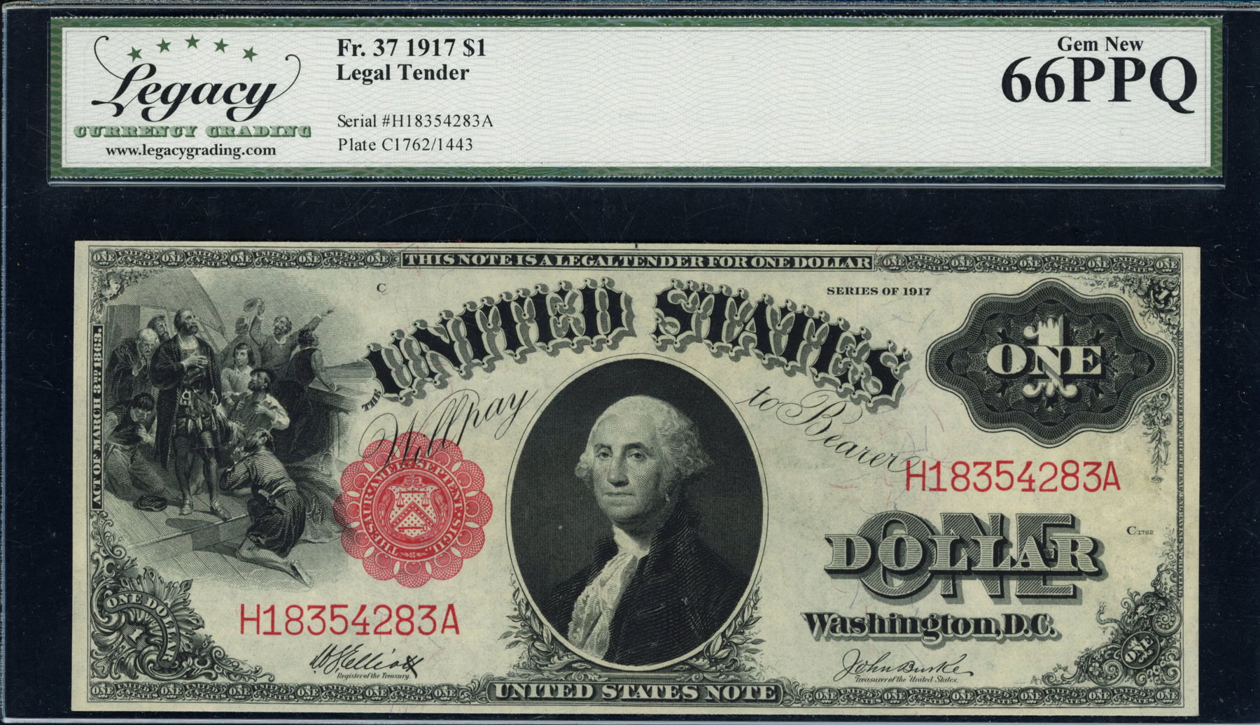 Fr. 37 1917 $1 Legal Tender Note Elliott / Burke Legacy Gem New 66 PPQ ...