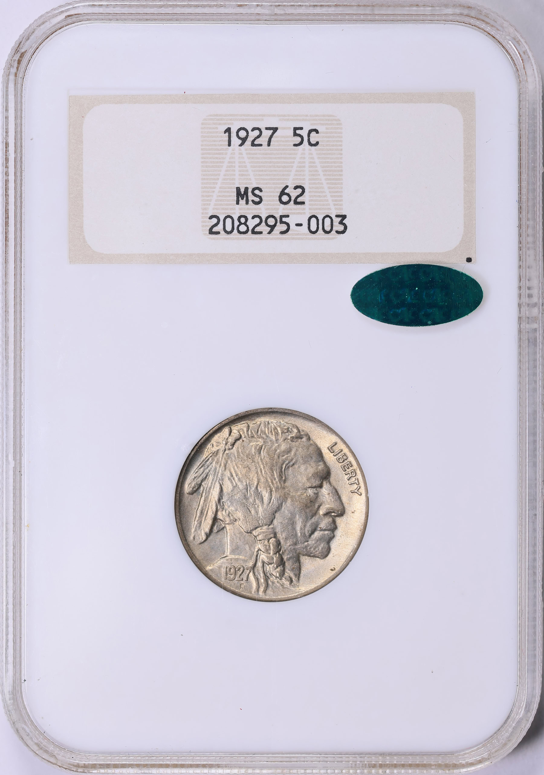 1927 Buffalo Nickel NGC MS-62 (CAC Green) OH (Item 2001692 ...