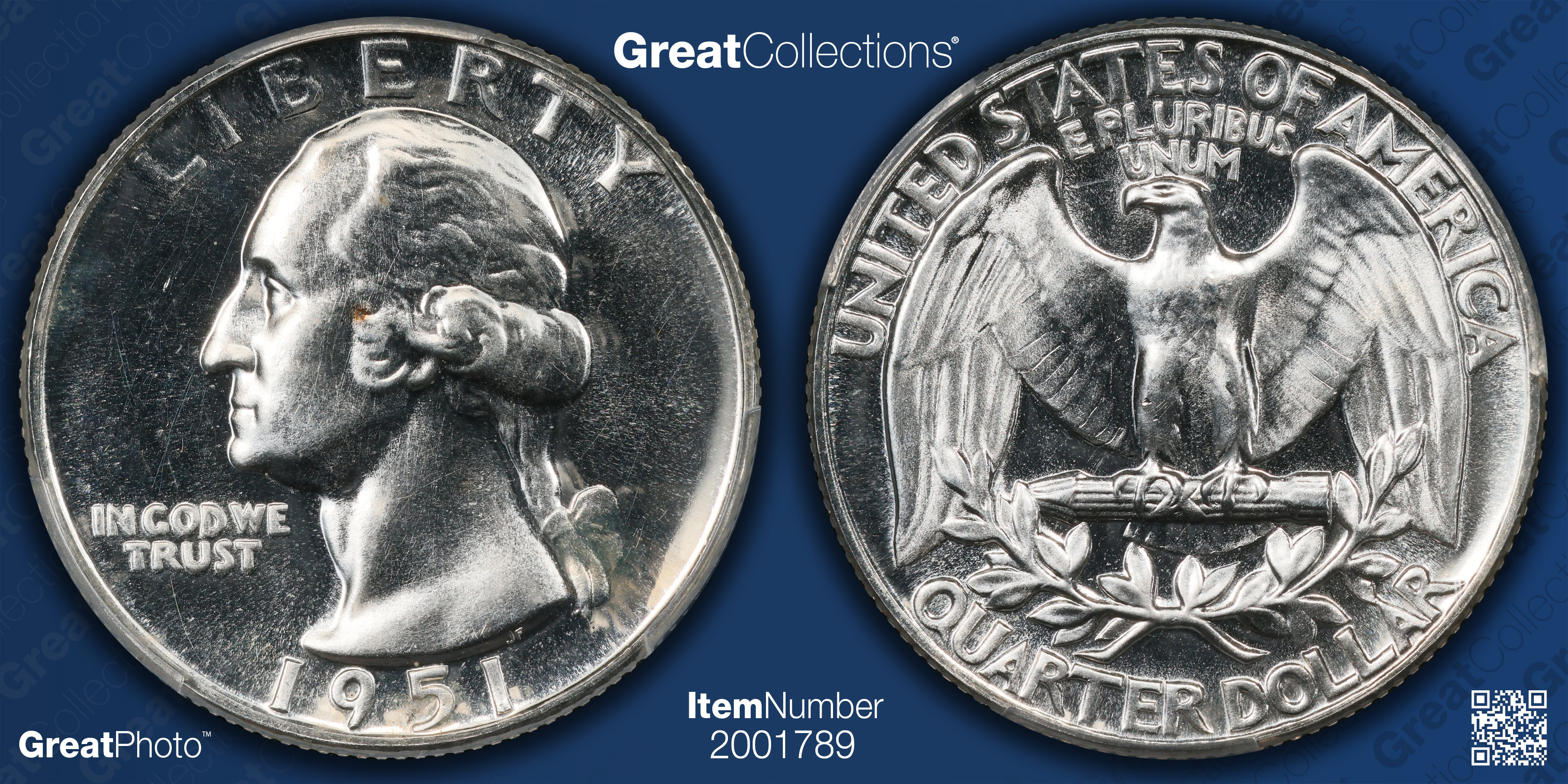 1951 Washington Quarter PCGS Proof-65 (Item 2001789) | GreatCollections ...