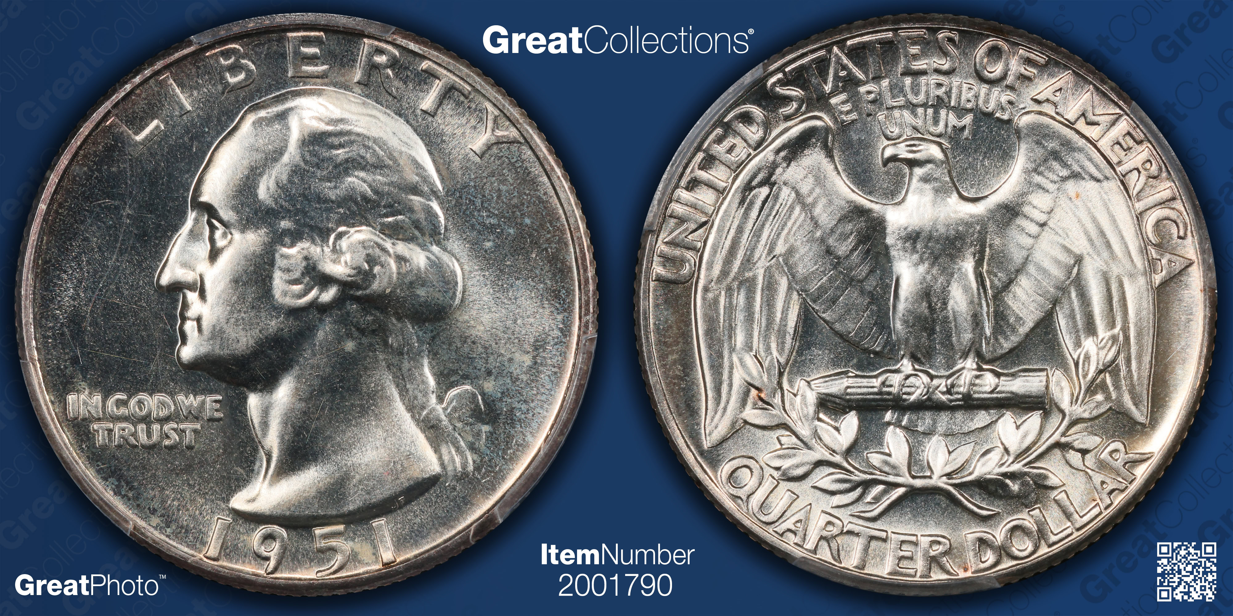 1951 Washington Quarter PCGS Proof-64 (Item 2001790) | GreatCollections ...