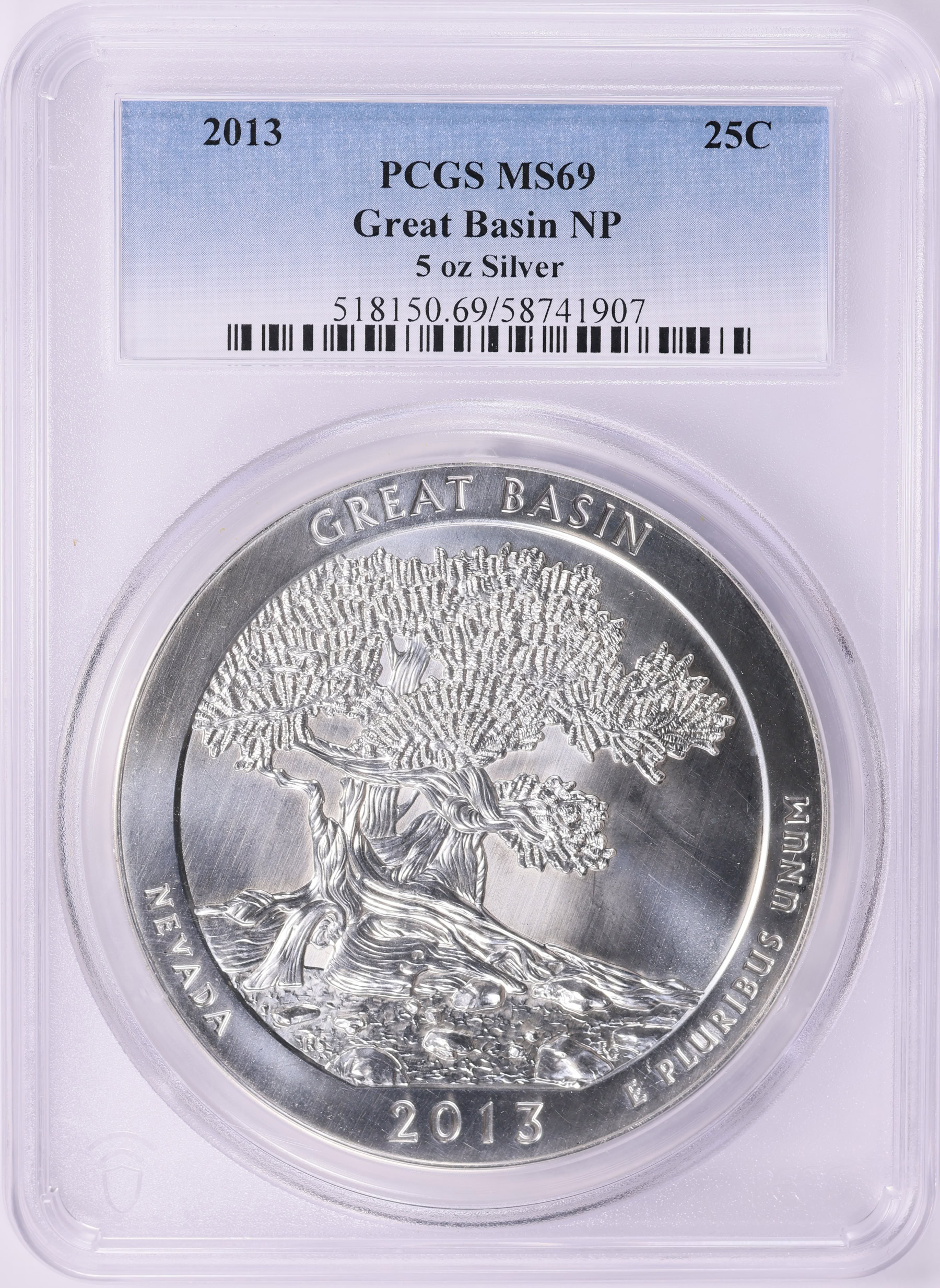 2013 America the Beautiful 5 oz. Silver Quarter Great Basin NP PCGS MS-69 (Item 2001798 ...