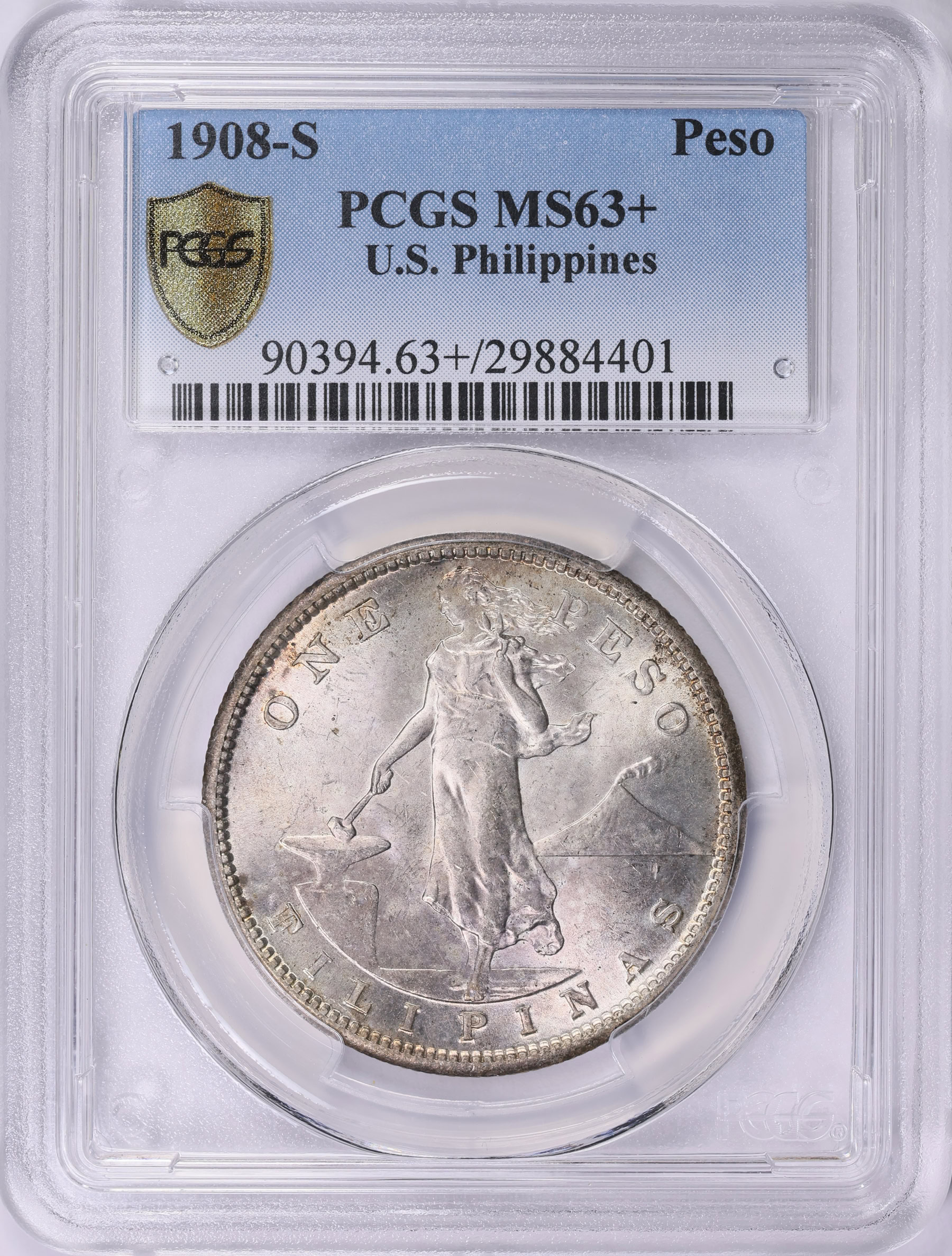 1908-S U.S. Philippines Peso PCGS MS-63+ (Item 2002033 ...