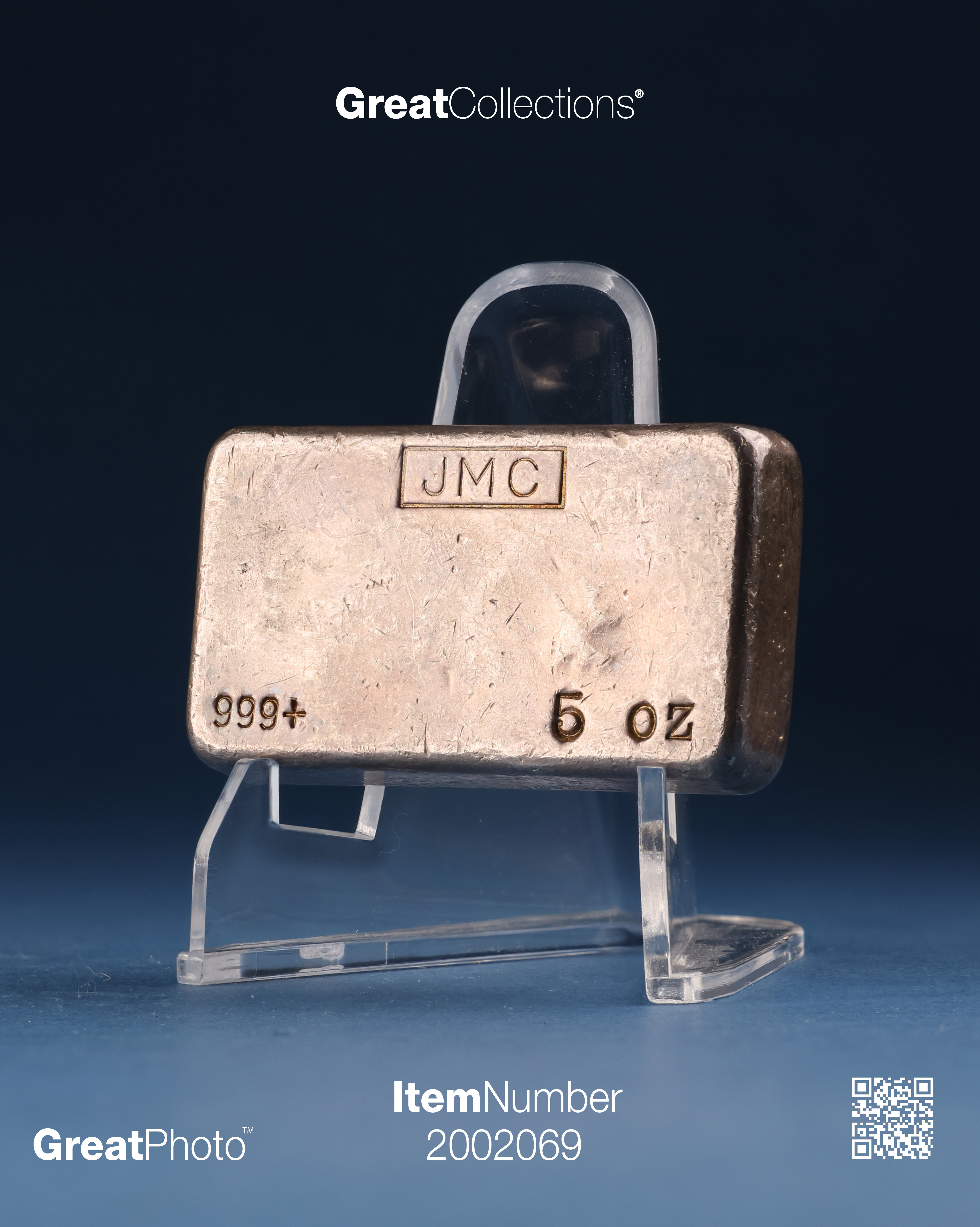 ND Silver 5oz JMC Ingot/Bar Uncertified (ASW = 4.995 oz.) | Cert #n/a ...