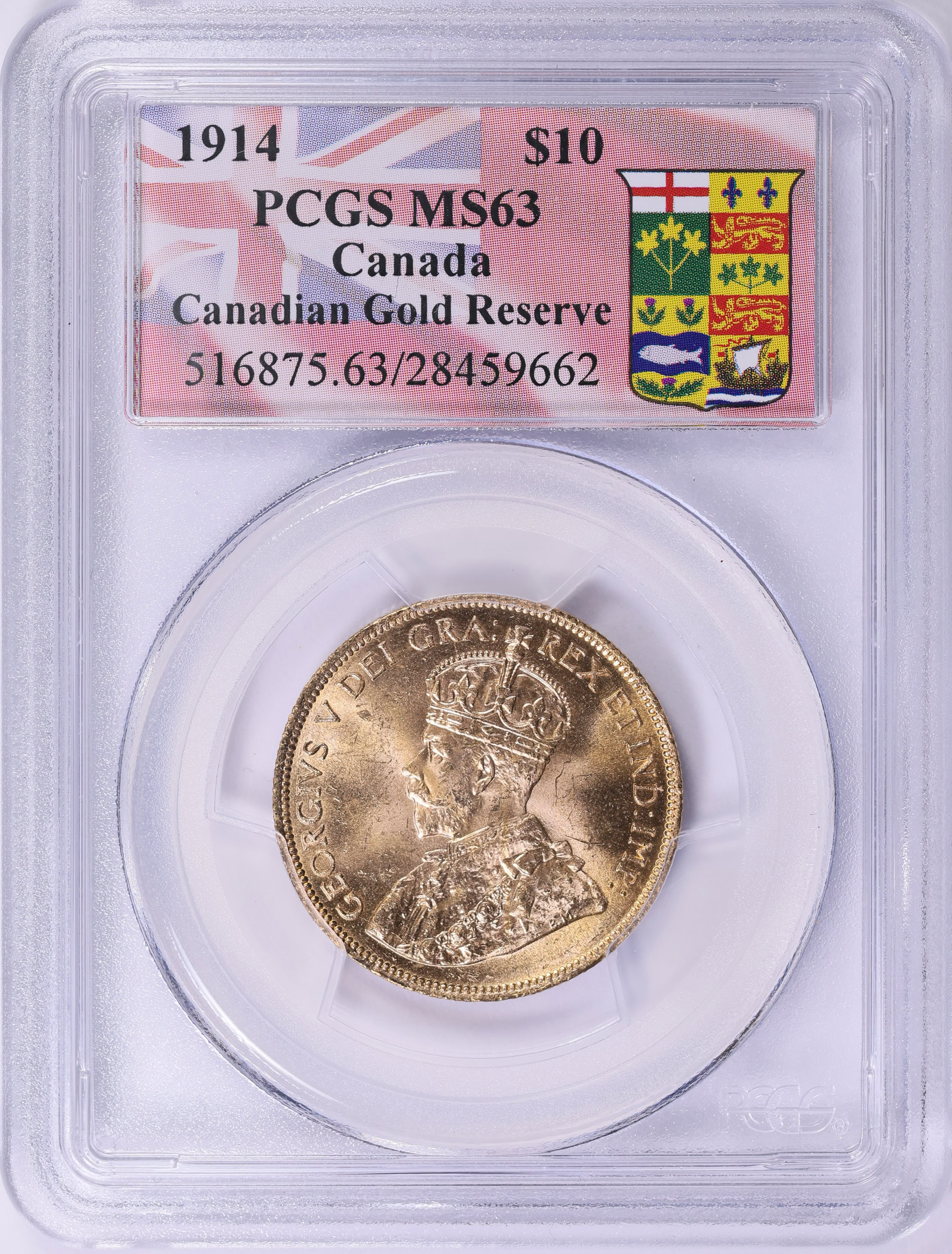 Canada 1914 Gold $10 Canadian Gold Reserve KM-27 PCGS MS-63 (AGW = 0. ...
