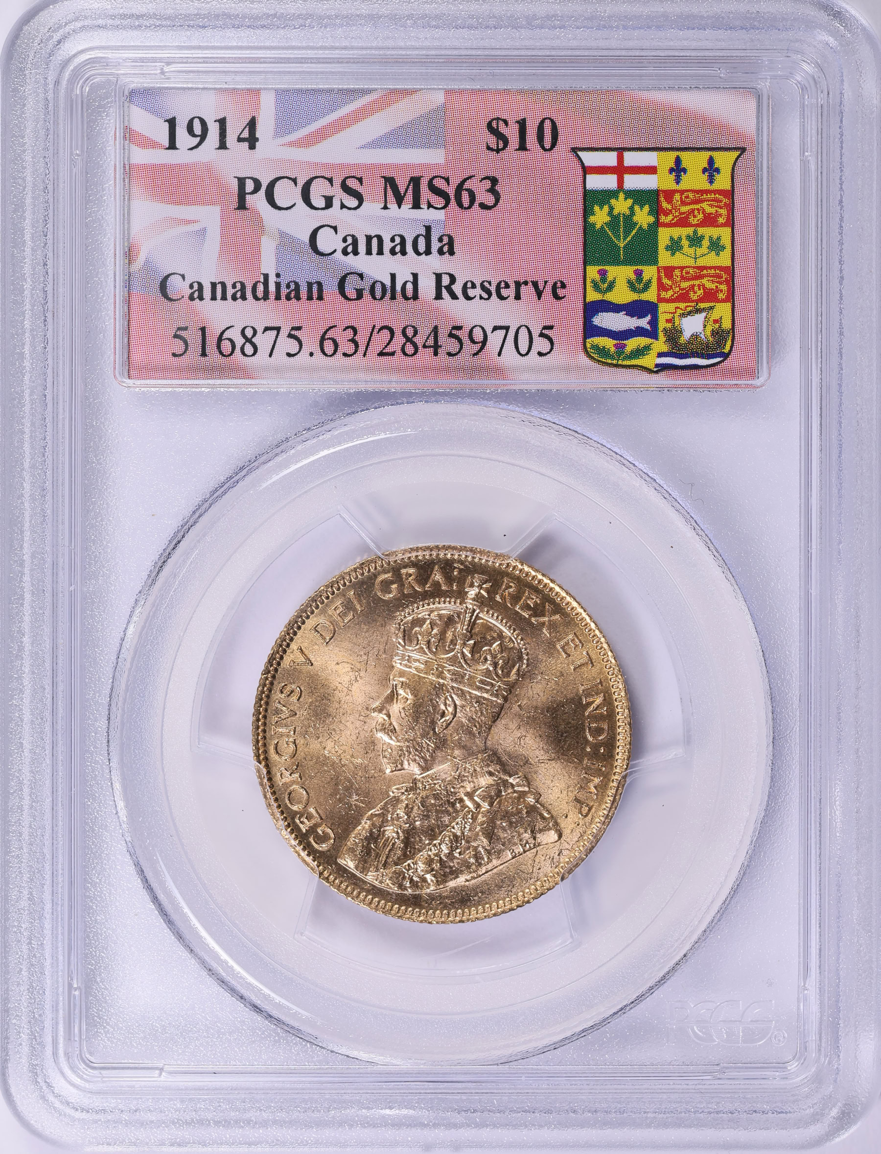 Canada 1914 Gold $10 Canadian Gold Reserve KM-27 PCGS MS-63 (AGW = 0. ...