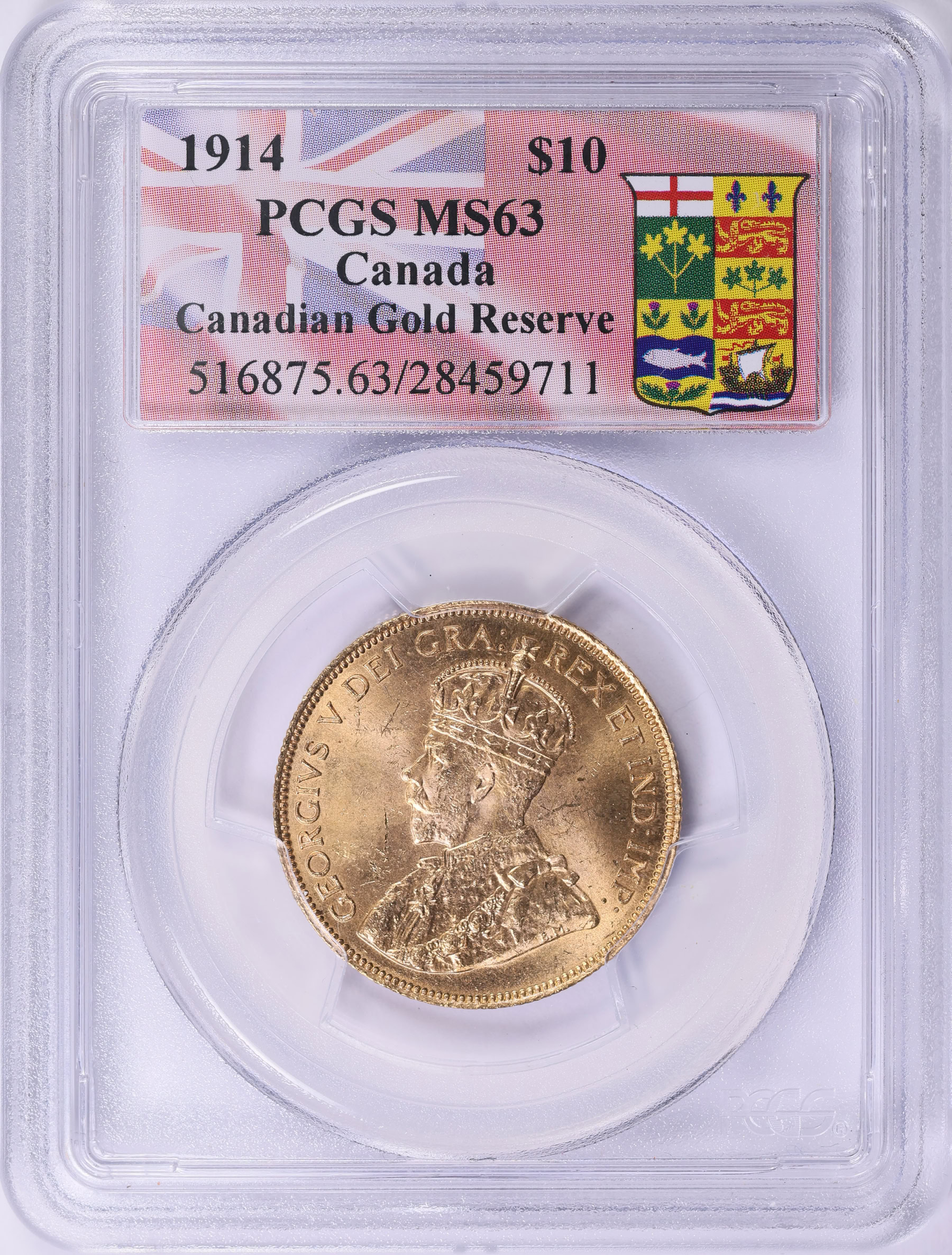 Canada 1914 Gold $10 Canadian Gold Reserve KM-27 PCGS MS-63 (AGW = 0. ...