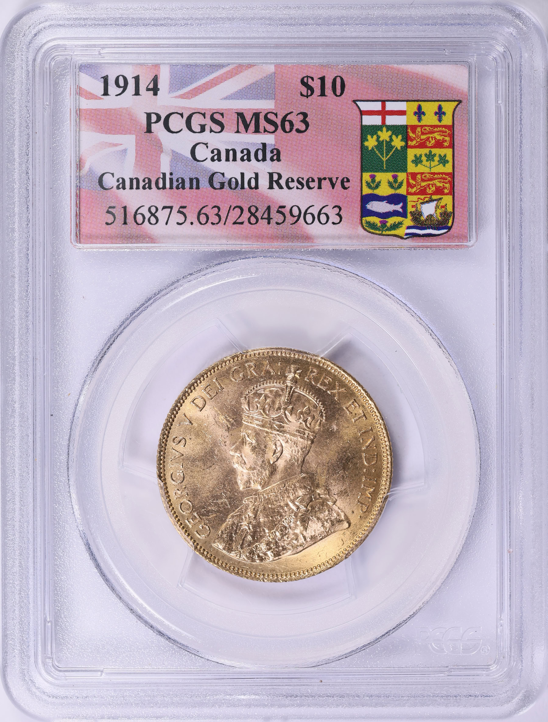 Canada 1914 Gold $10 Canadian Gold Reserve KM-27 PCGS MS-63 (AGW = 0. ...