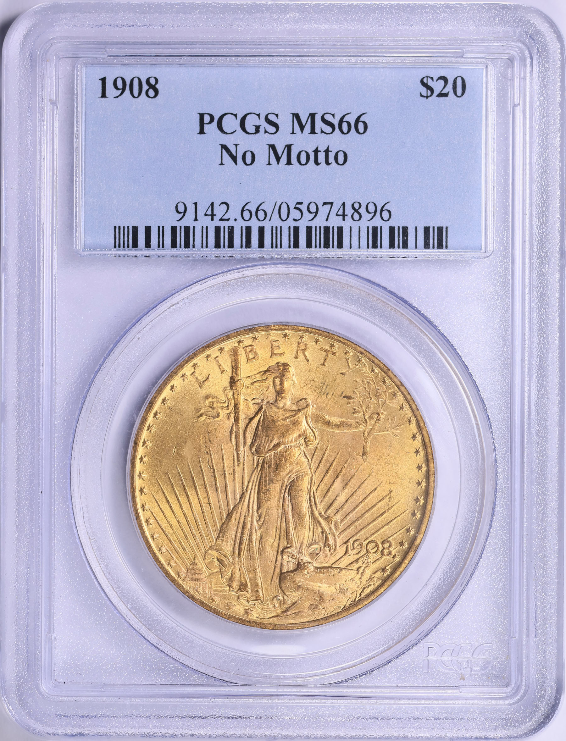 1908 Saint-Gaudens Gold Double Eagle No Motto PCGS MS-66 (Item 2002366 ...