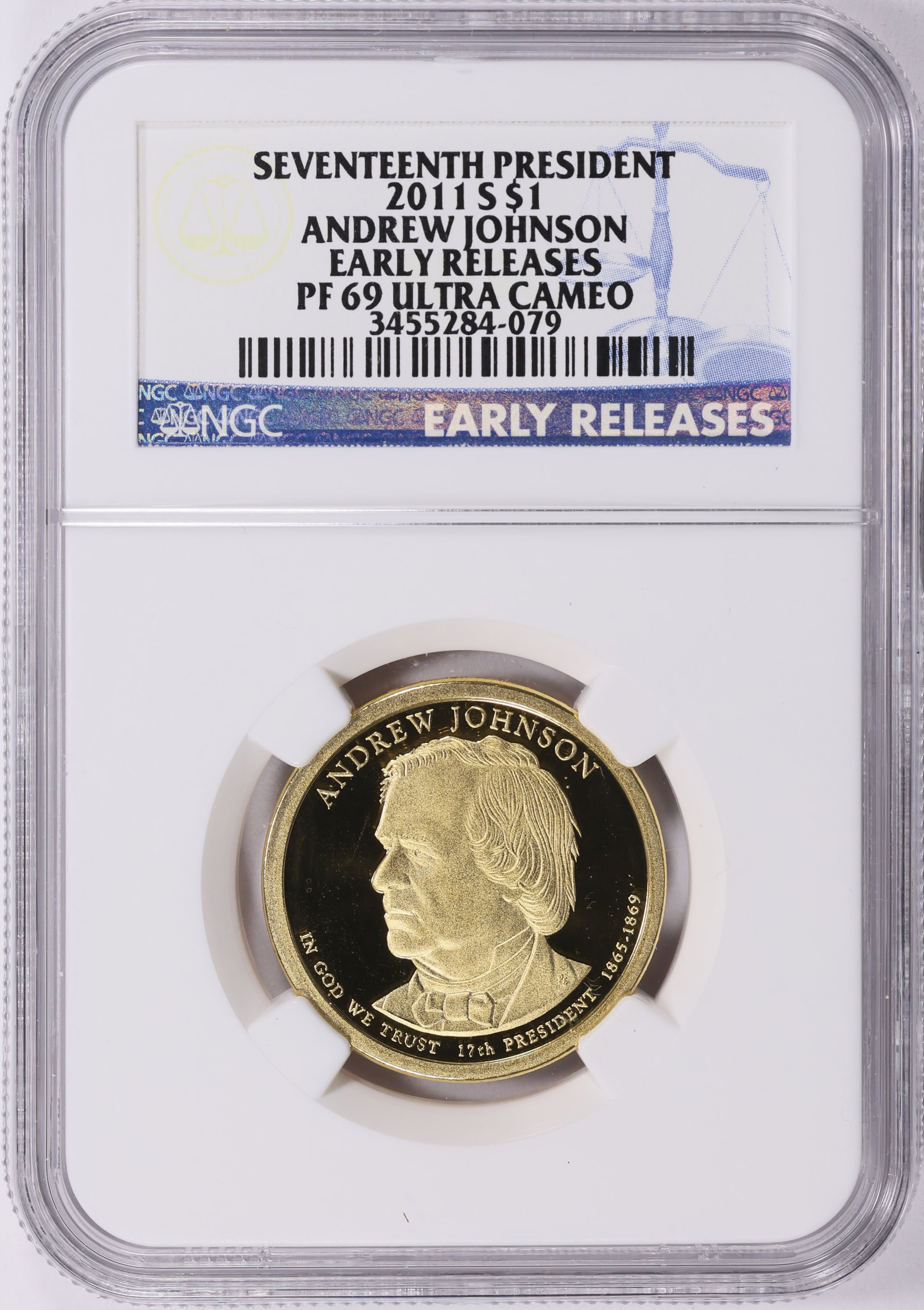 2011-S Presidential Dollar Andrew Johnson Early Releases NGC Proof-69 ...
