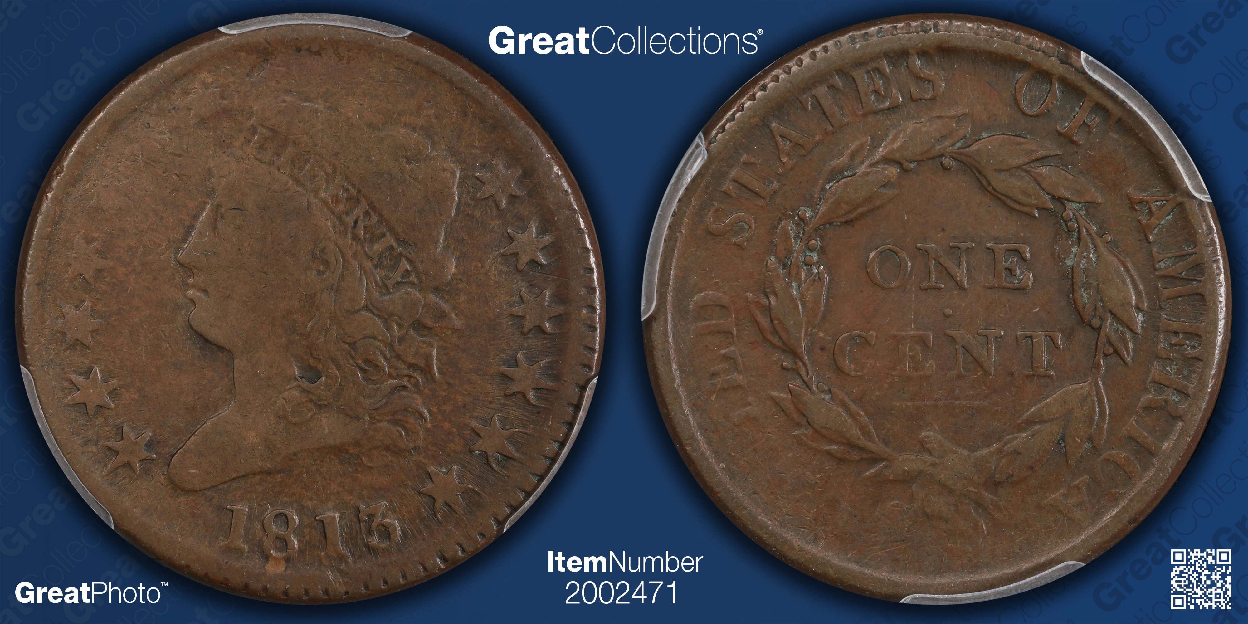 1813 Classic Cent Sheldon 293 PCGS VG-10 BN (Item 2002471 ...