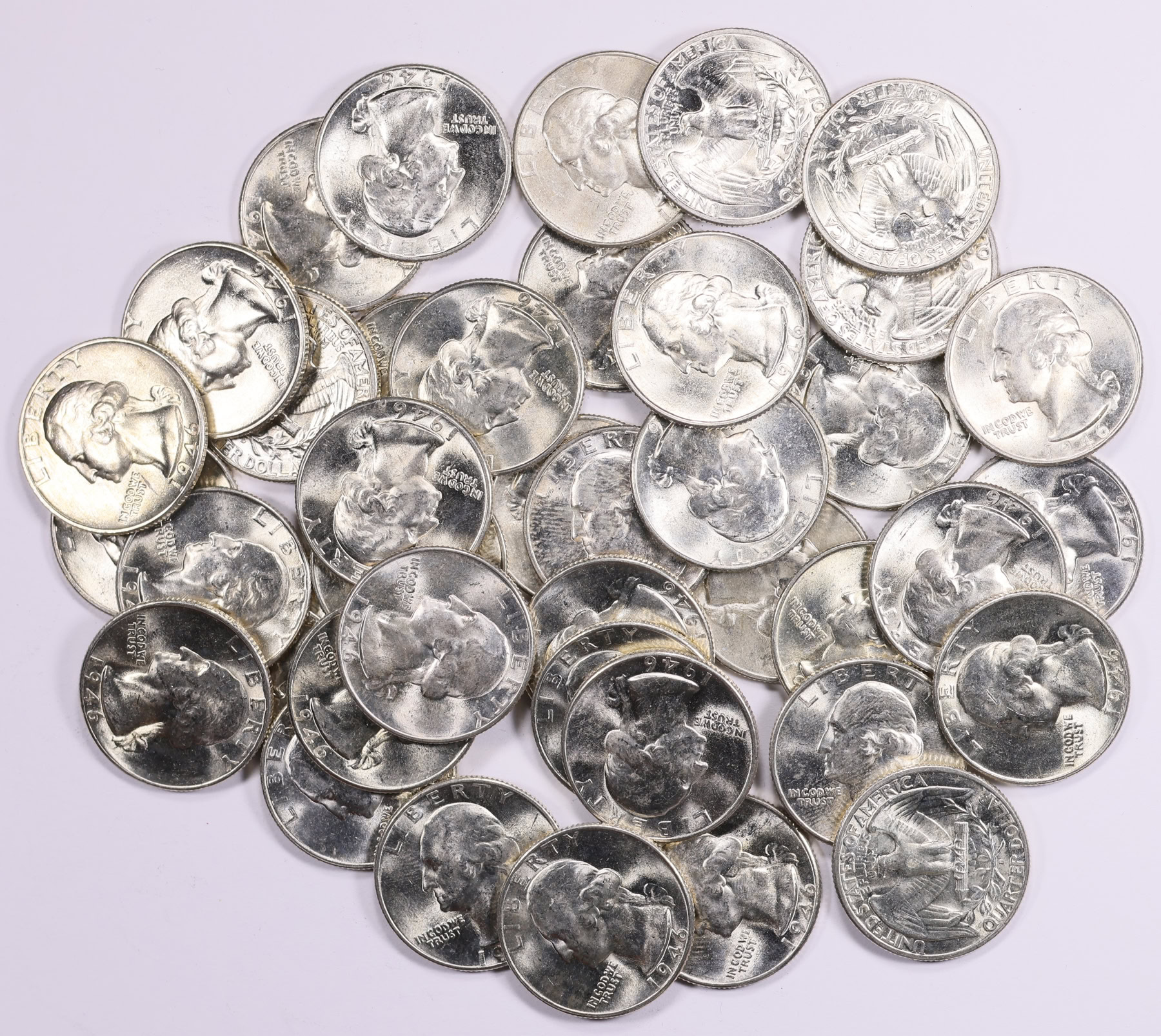 1946-D Washington Silver Quarter BU Roll Uncertified (40 Coins) | Cert ...