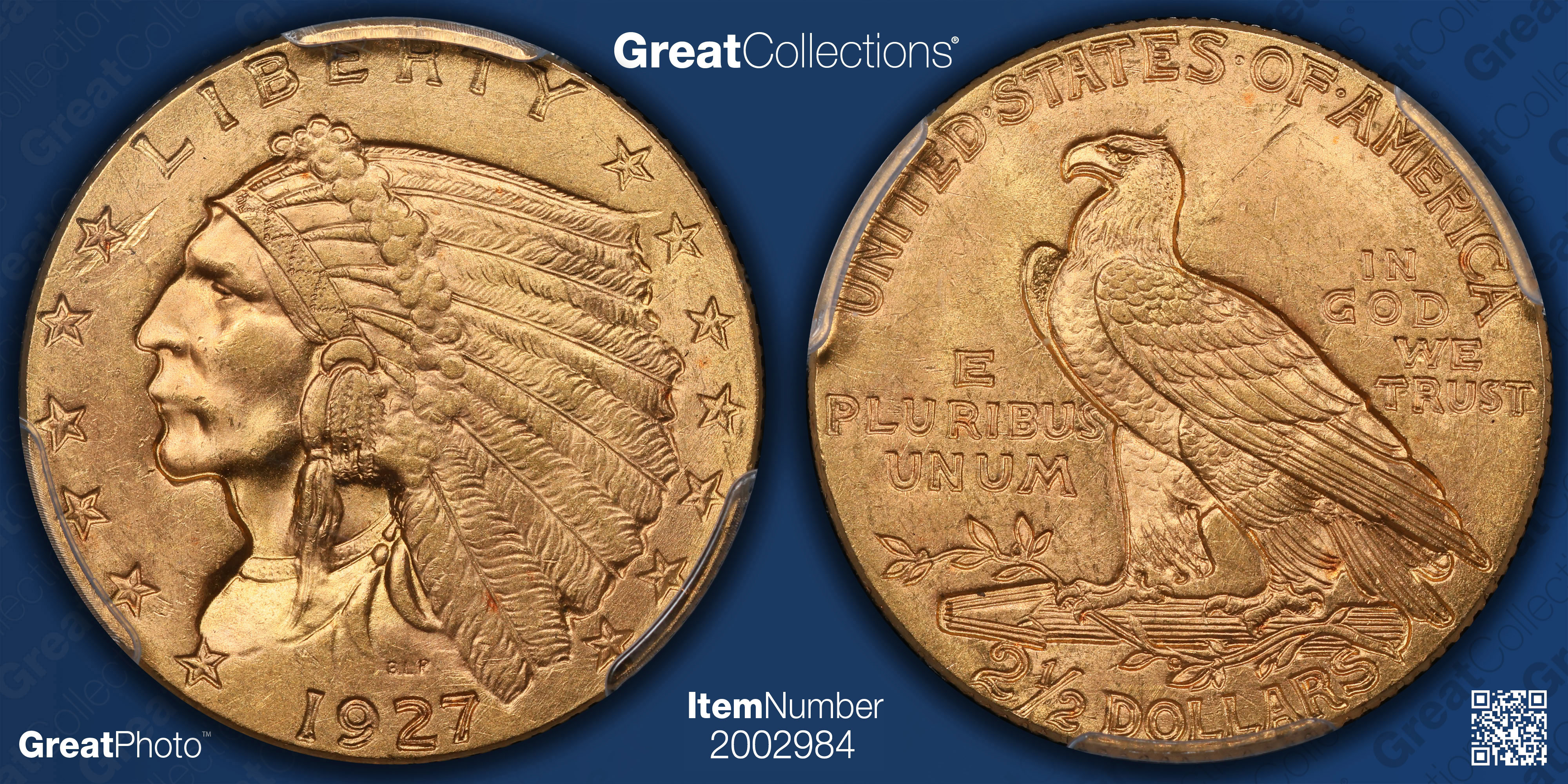 1927 Indian Gold Quarter Eagle PCGS MS-64 (Item 2002984 ...