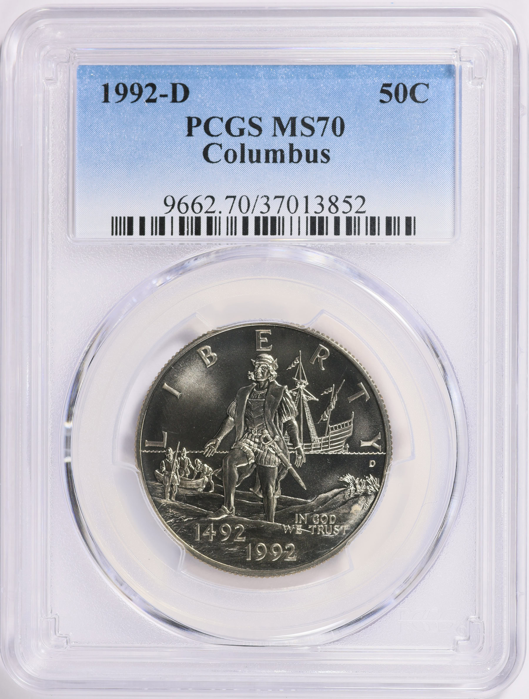 1992-D Christopher Columbus Quincentenary Clad Half Dollar PCGS MS-70 ...