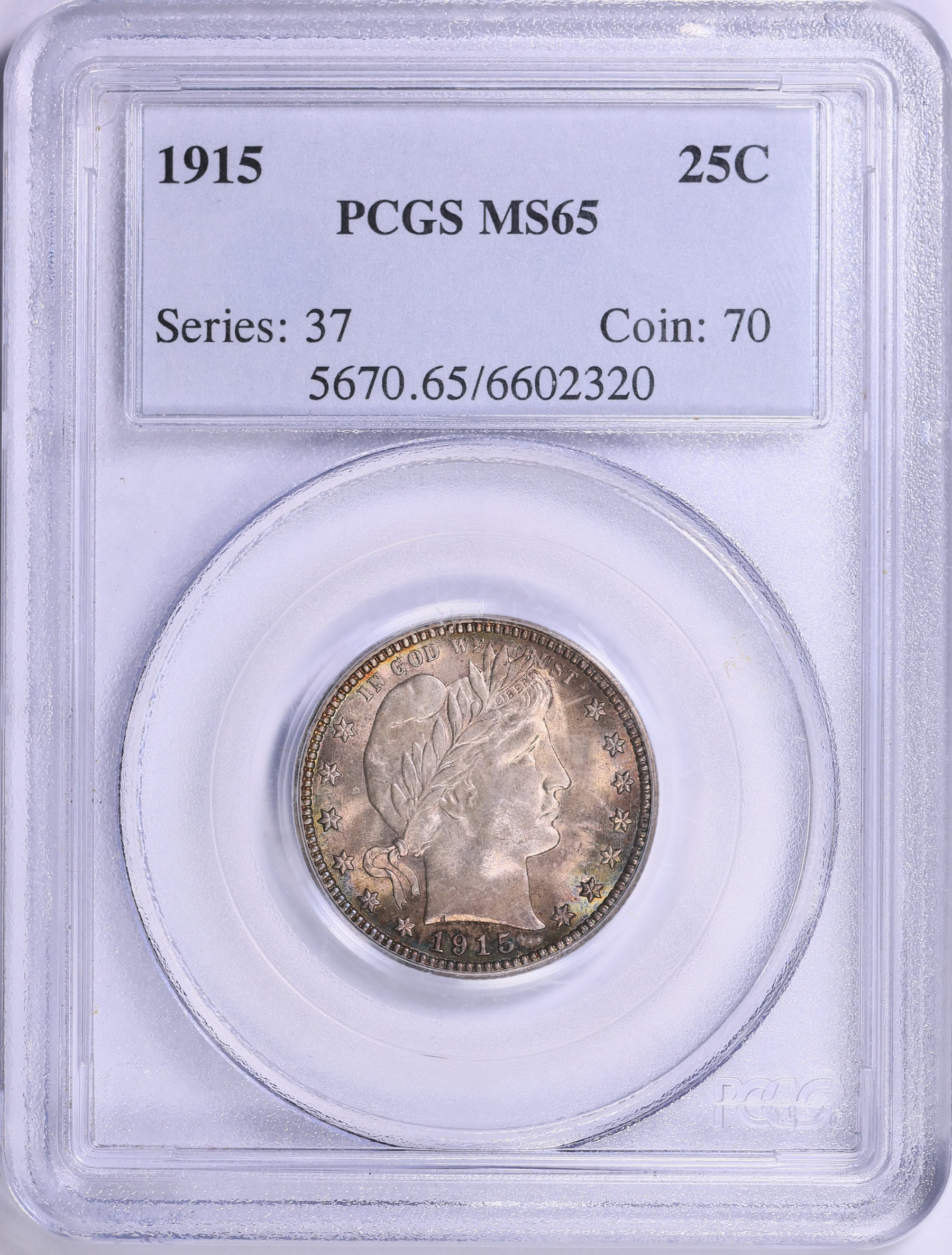 1915 Barber Quarter PCGS MS-65 (Toned) (Item 2003171 ...