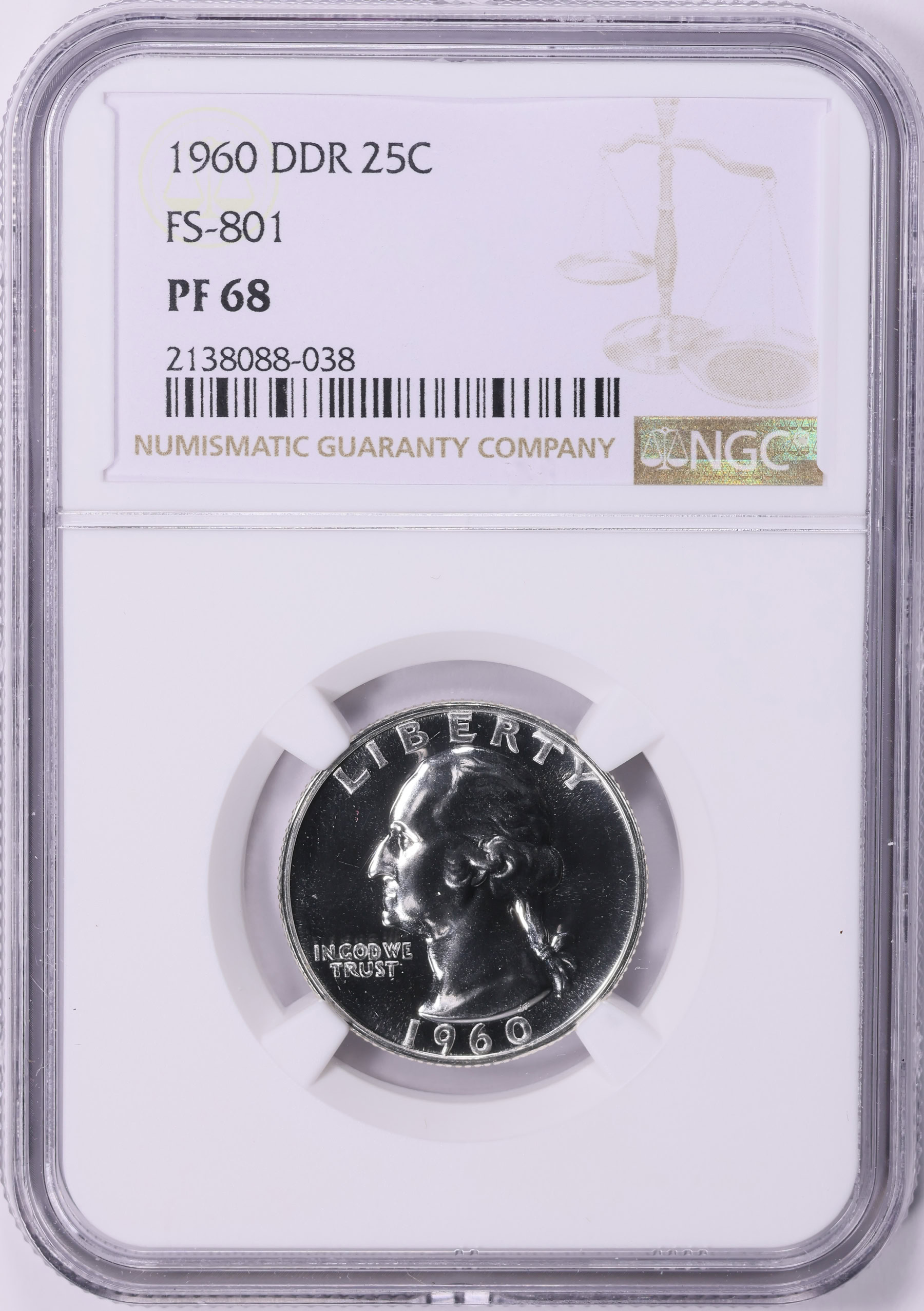 1960 Washington Quarter Doubled Die Reverse FS-801 NGC Proof-68 (Item ...