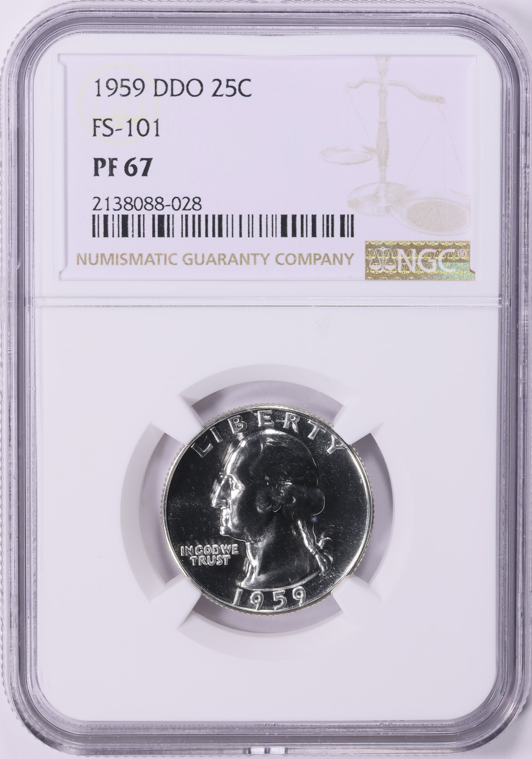 1959 Washington Quarter Doubled Die Obverse FS-101 NGC Proof-67 (Item ...