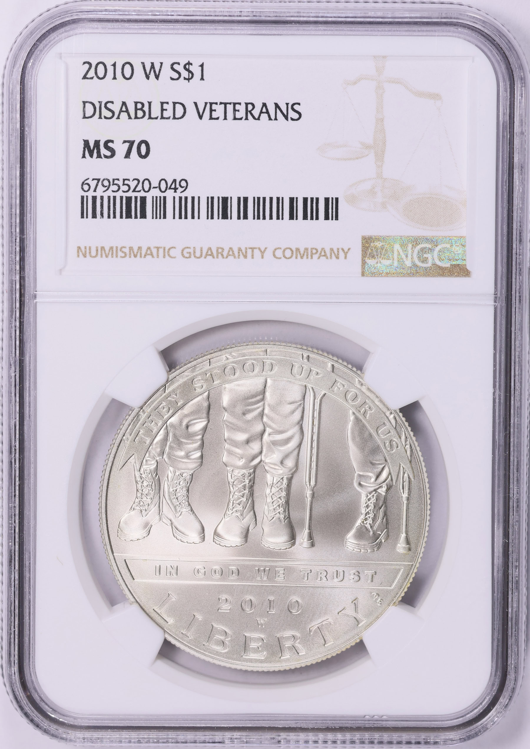 2010-W American Veterans Disabled for Life Silver Dollar NGC MS-70 ...