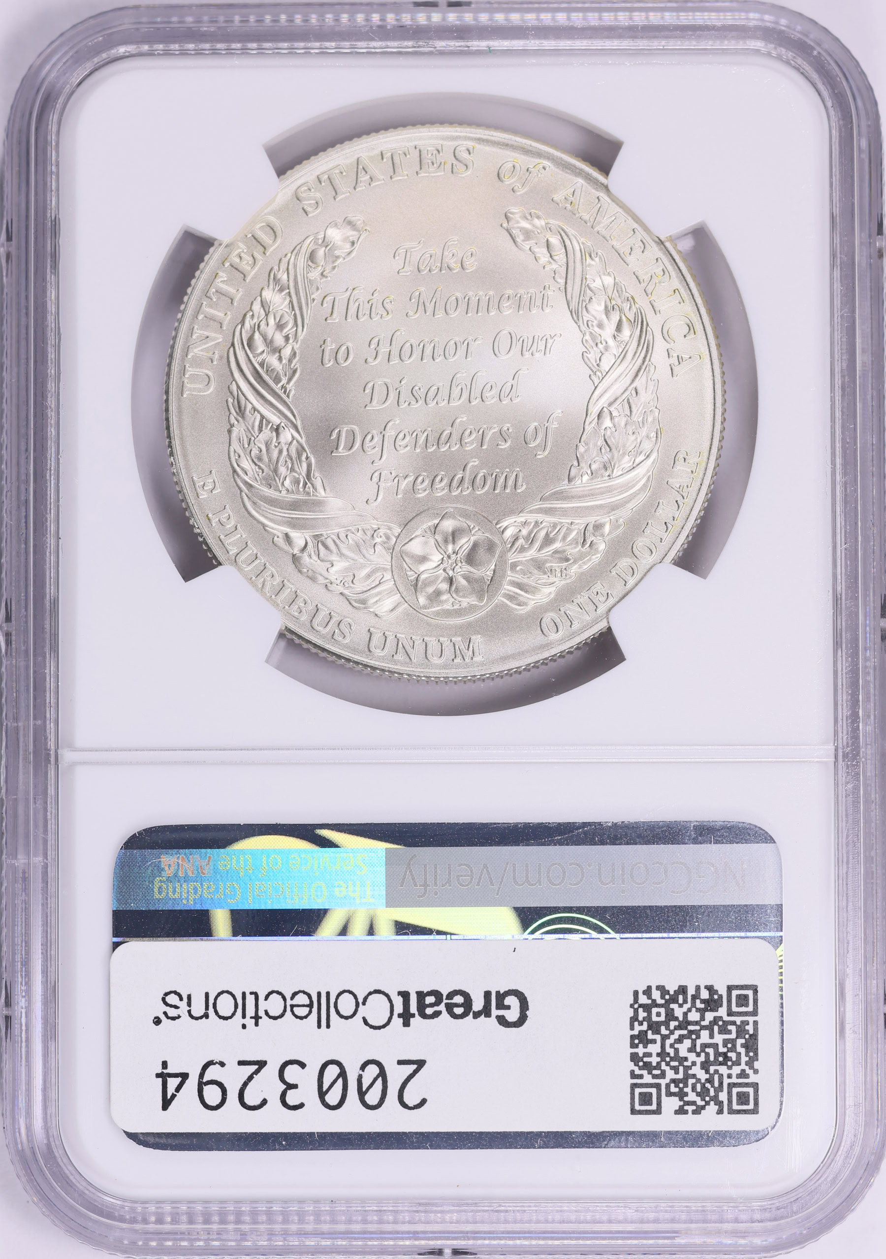 2010-W American Veterans Disabled for Life Silver Dollar NGC MS-70 ...