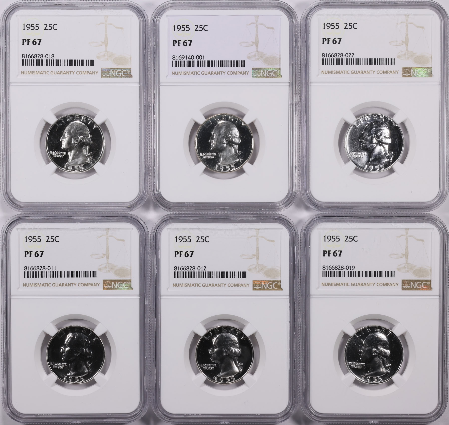 1955 Washington Quarter NGC Proof-67 (6 Coins) (Item 2003348 ...