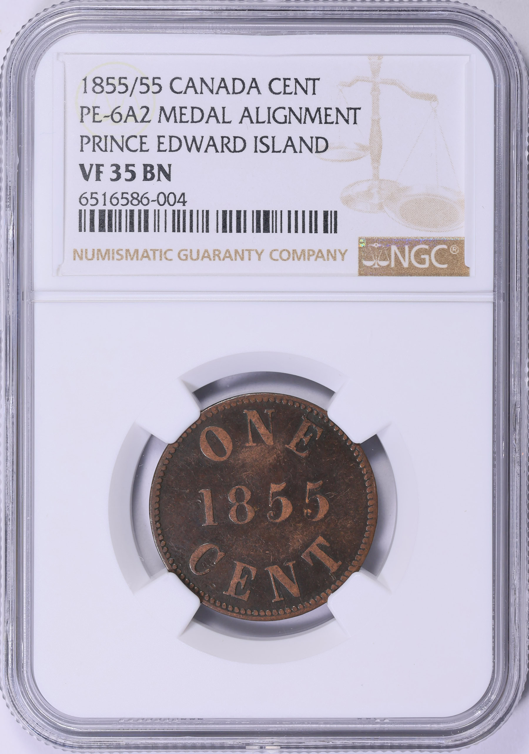 Canada - Prince Edward Island 1855/55 Cent Token Medal Alignment NGC VF ...