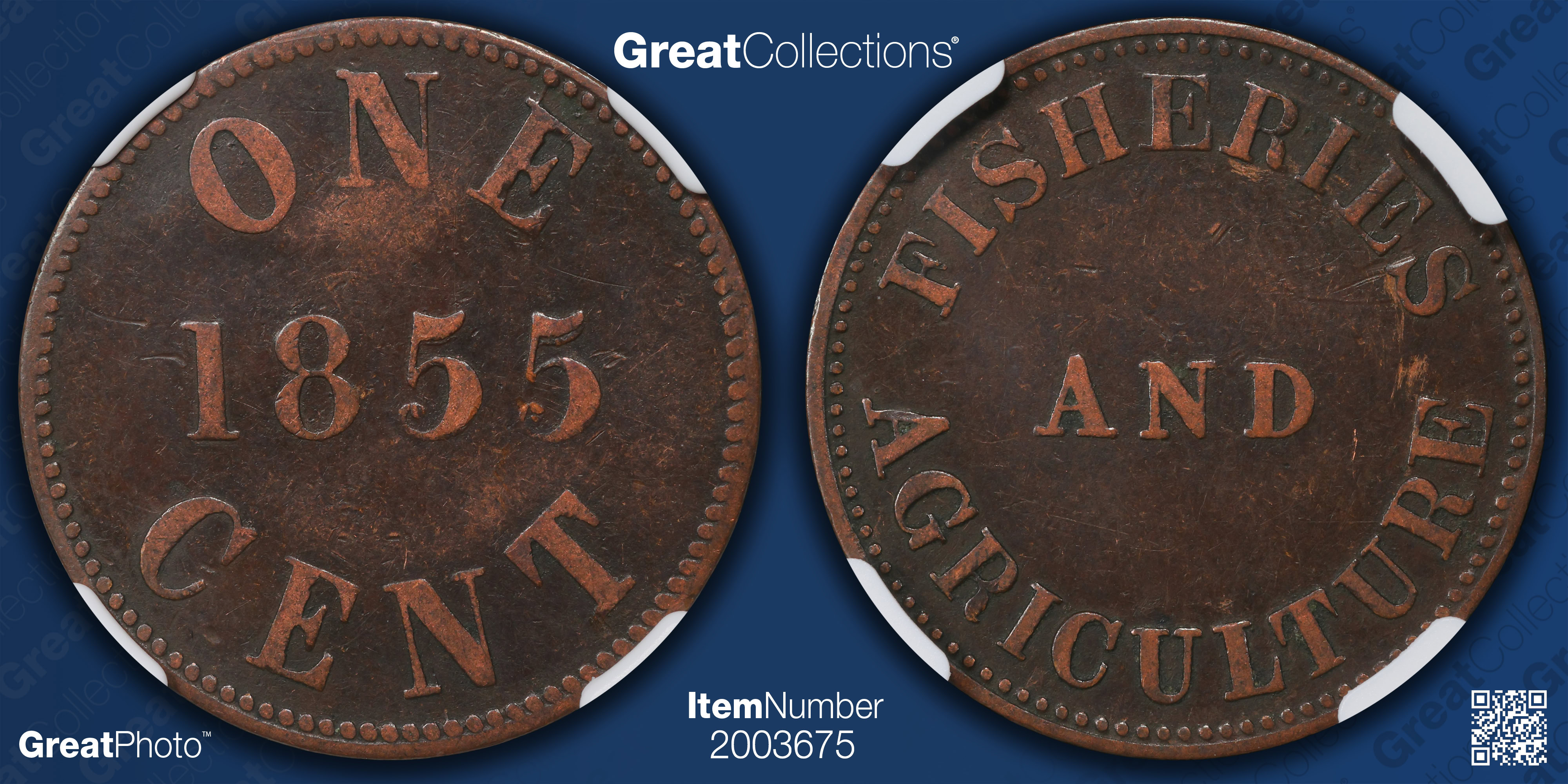 Canada - Prince Edward Island 1855/55 Cent Token Medal Alignment NGC VF ...