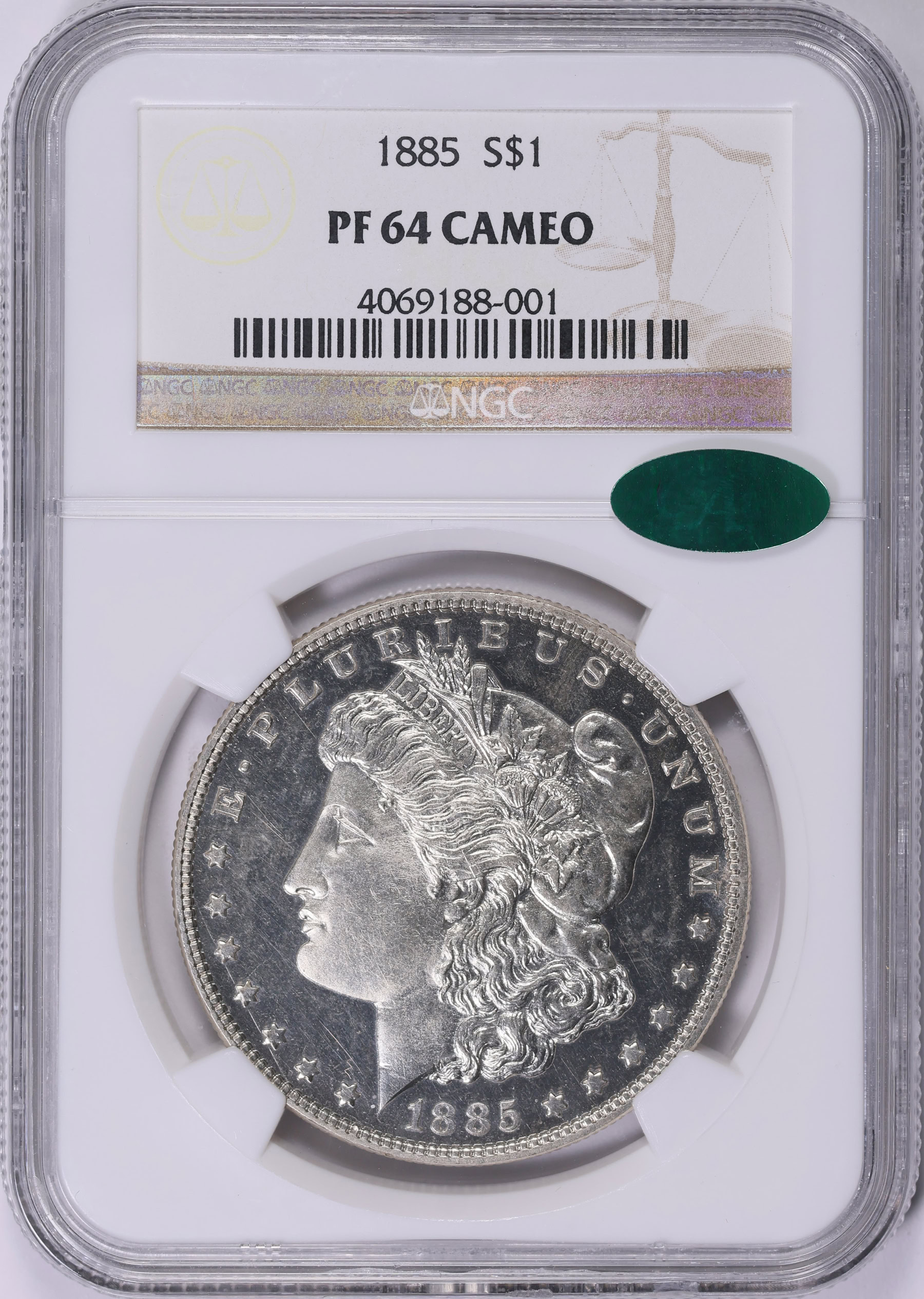 1885 Morgan Silver Dollar NGC Proof-64 CAMEO (CAC Green) (Item 2004046 ...