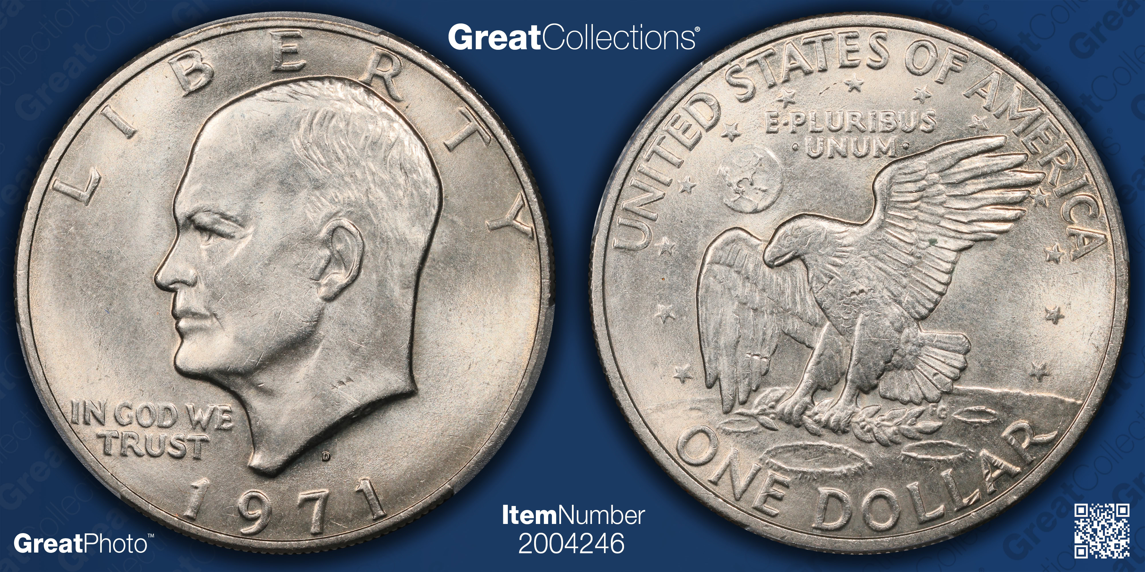 1971-D Eisenhower Dollar Friendly Eagle FS-901 Type 1 Reverse PCGS MS ...