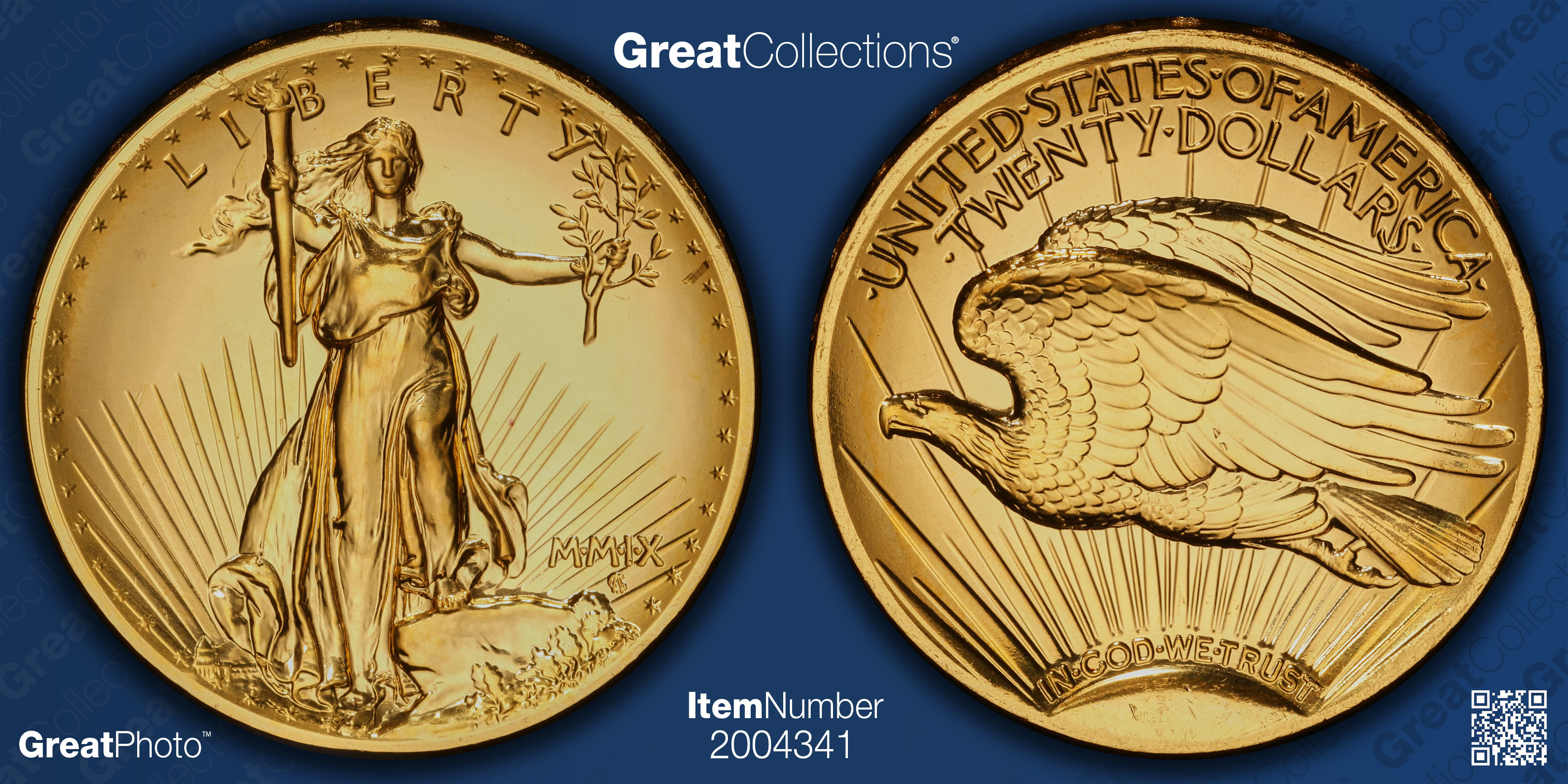 2009 MMIX Ultra High Relief $20 Gold Uncertified in Original Government ...