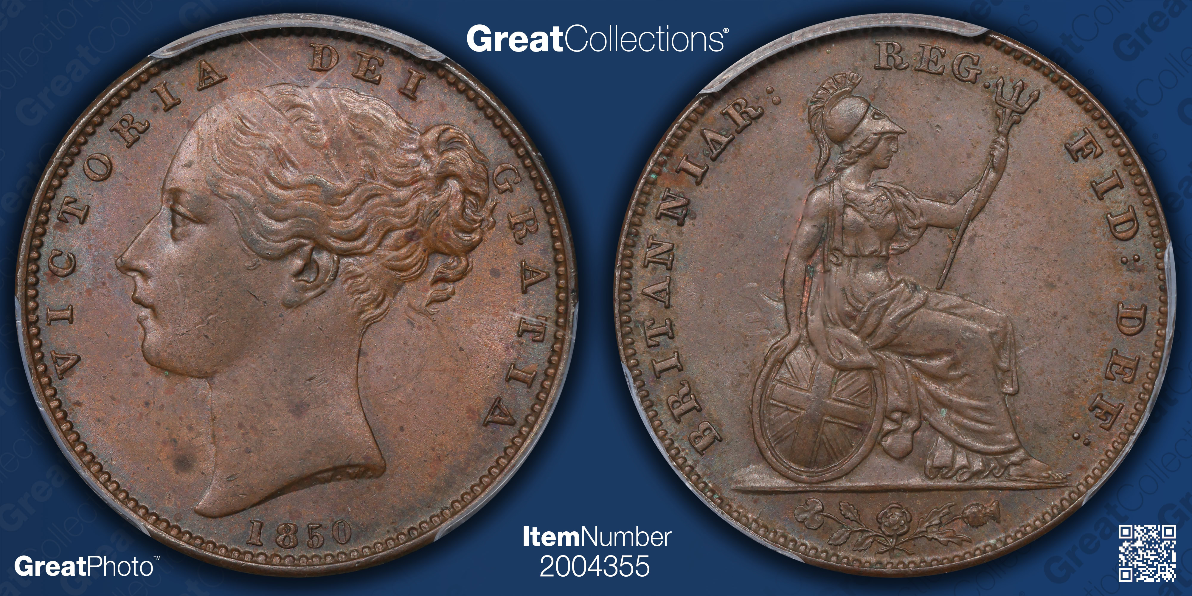 Great Britain 1850 Farthing KM-725 PCGS MS-64 BN (Item 2004355 ...