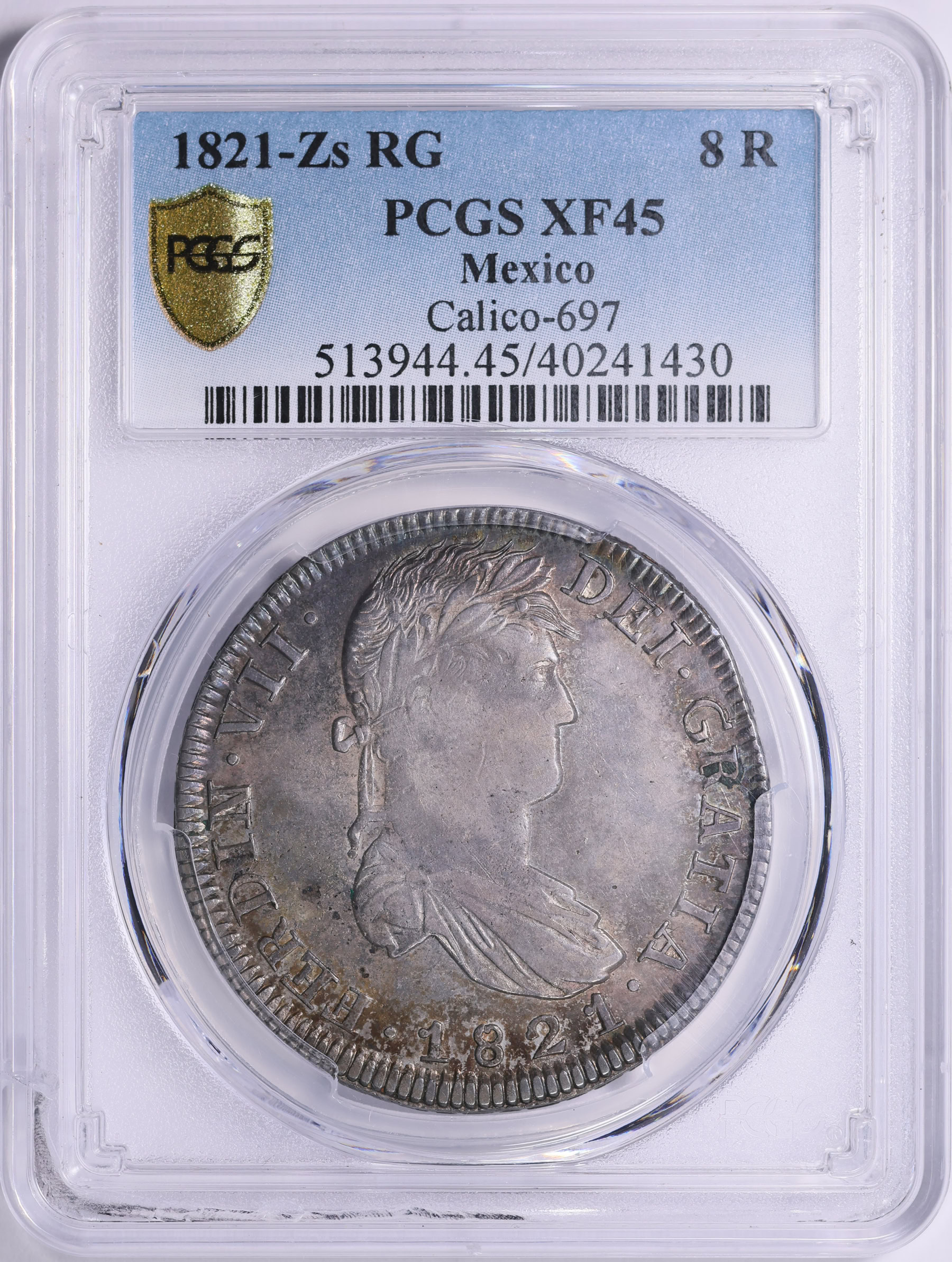 Mexico 1821-Zs RG Silver 8 Reales KM-111 PCGS XF-45 (Item 2004508 ...