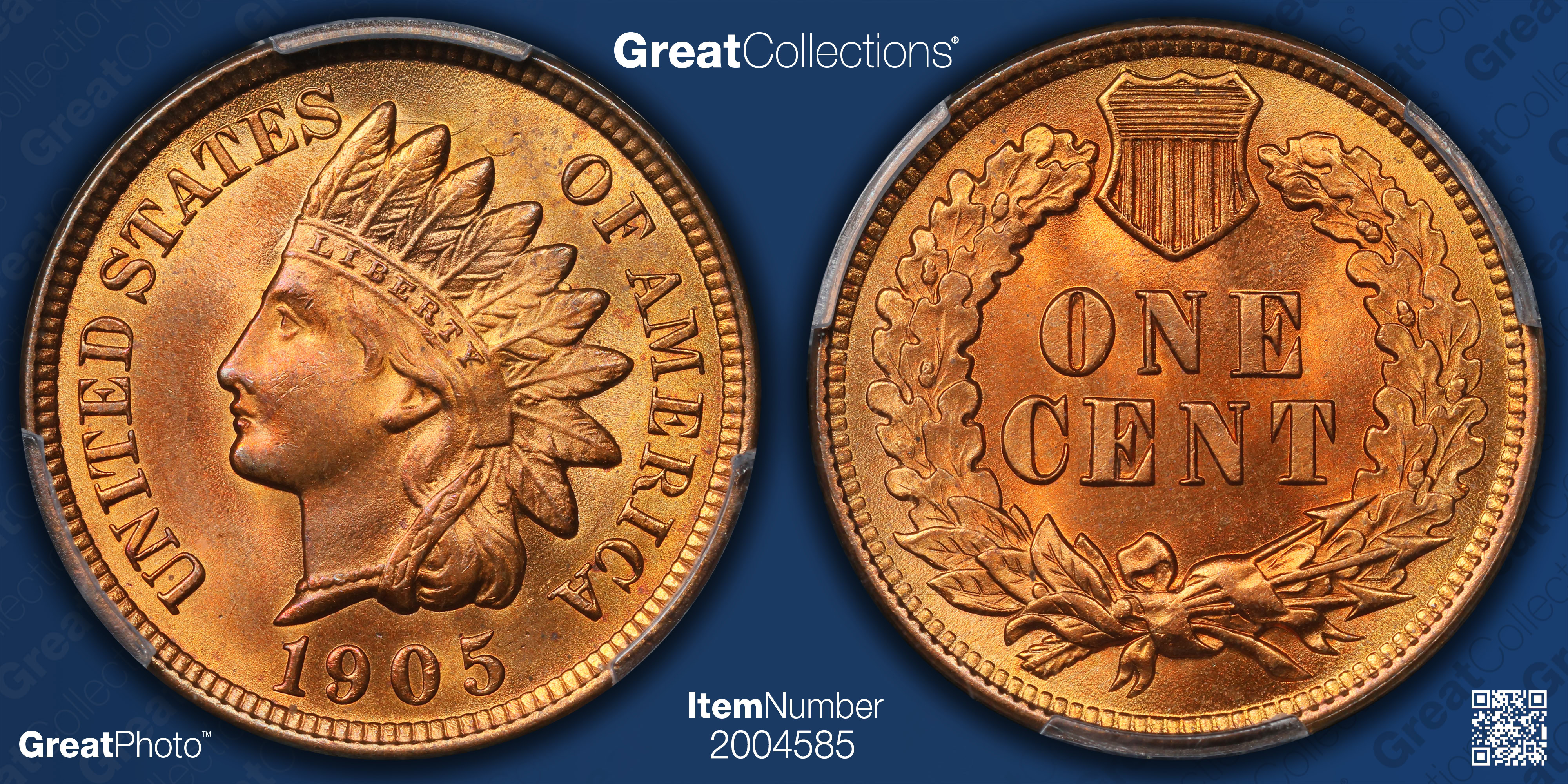 1905 Indian Cent PCGS MS-65 RD (CAC Green) (Item 2004585 ...