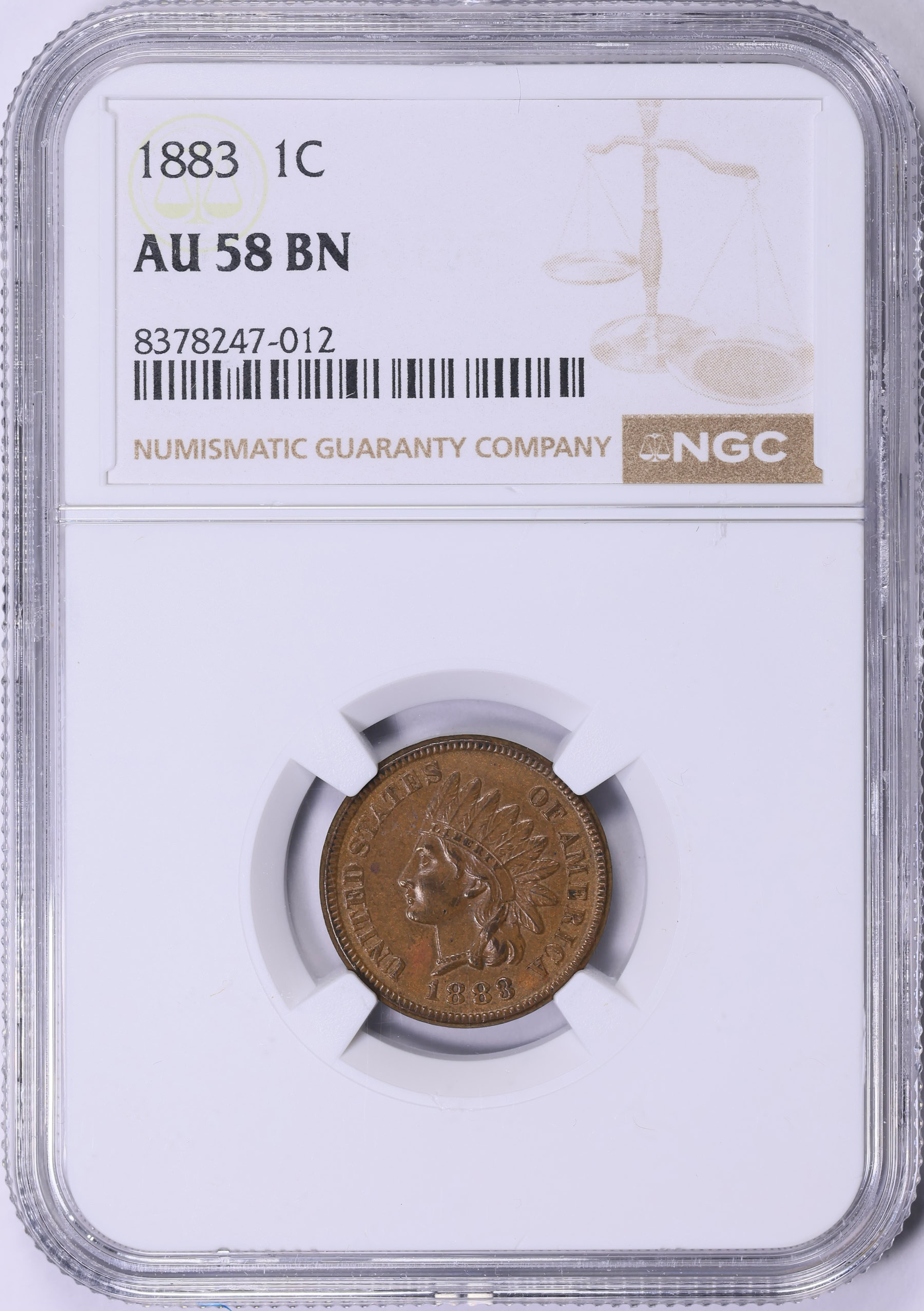 1883 Indian Cent NGC AU-58 BN (Item 2004628) | GreatCollections Coin ...