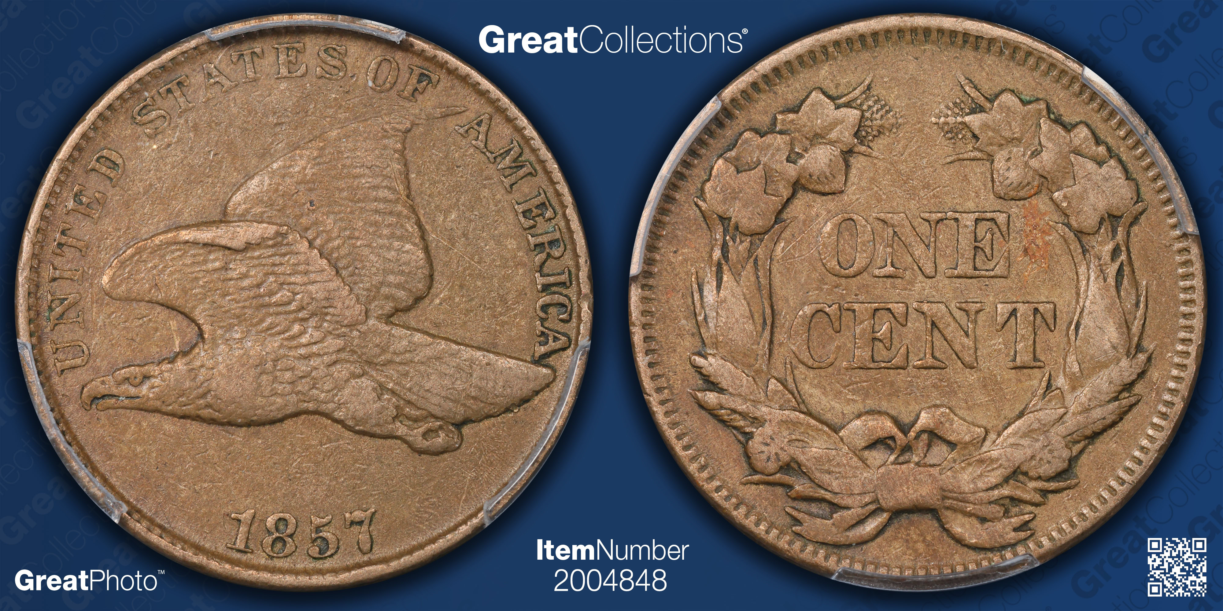 1857 Flying Eagle Cent PCGS XF-40 (Item 2004848) | GreatCollections ...