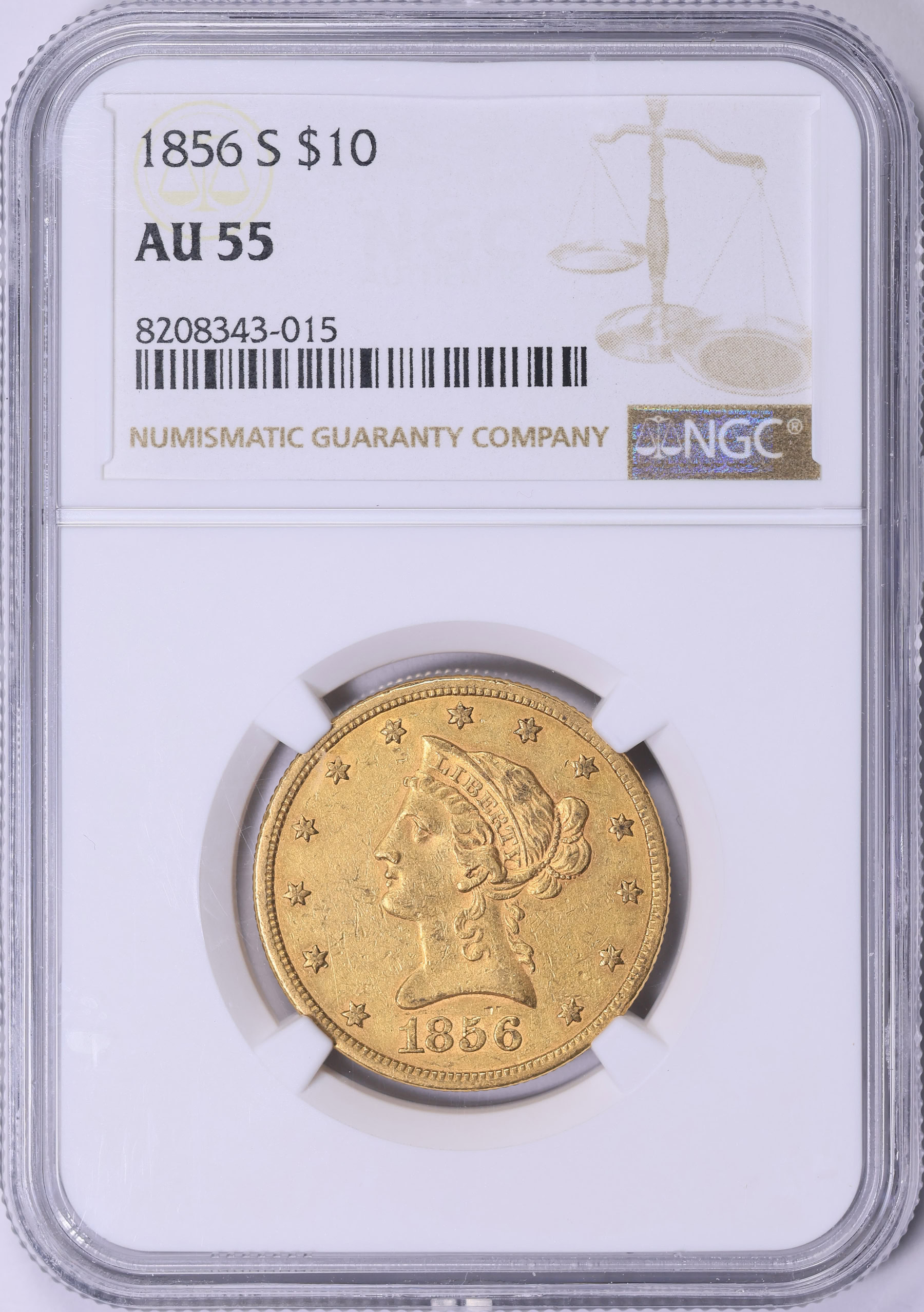 1856-S Liberty Gold Eagle NGC AU-55 (Item 2005133) | GreatCollections ...