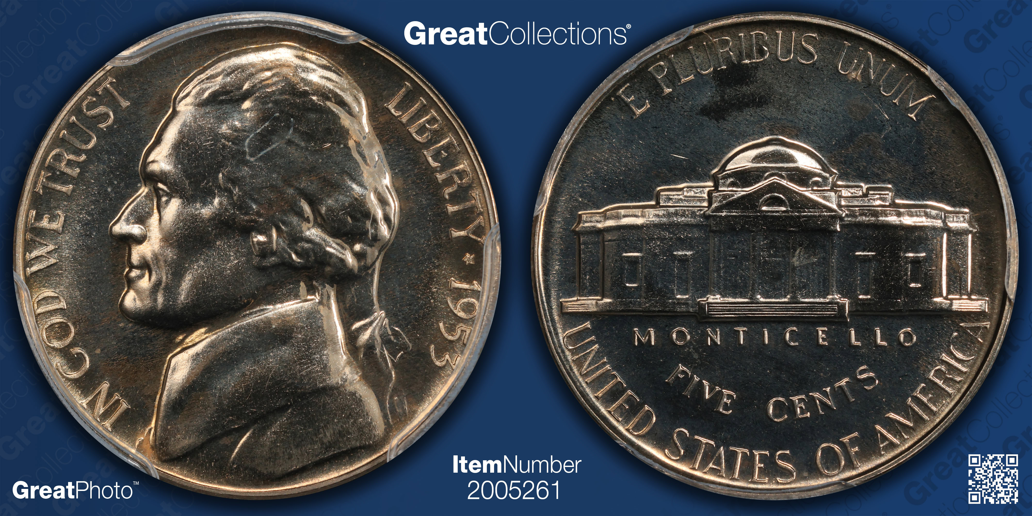 1953 Jefferson Nickel Re-Engraved Obverse Design PCGS Proof-66 (Item ...