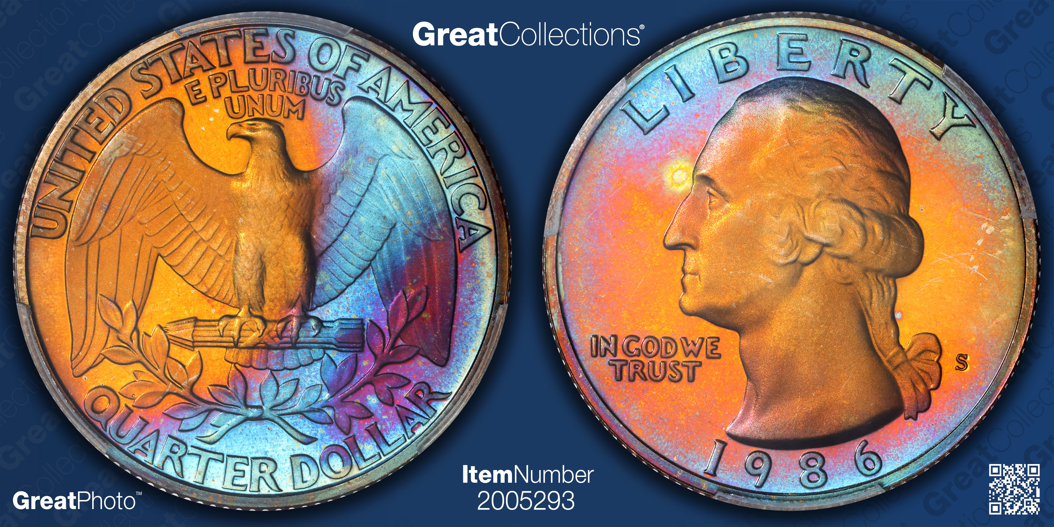 1986-S Washington Quarter PCGS Proof-68 DCAM (Toned) (Item 2005293 ...